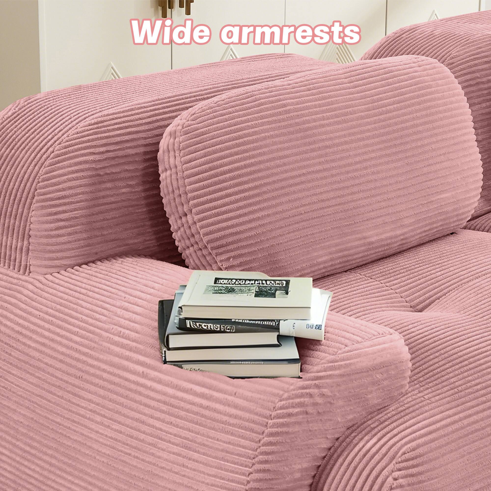 Aukfa 4 Seats + 2 Ottoman Modular Corduroy Sectional Sofa Ergonomic ...