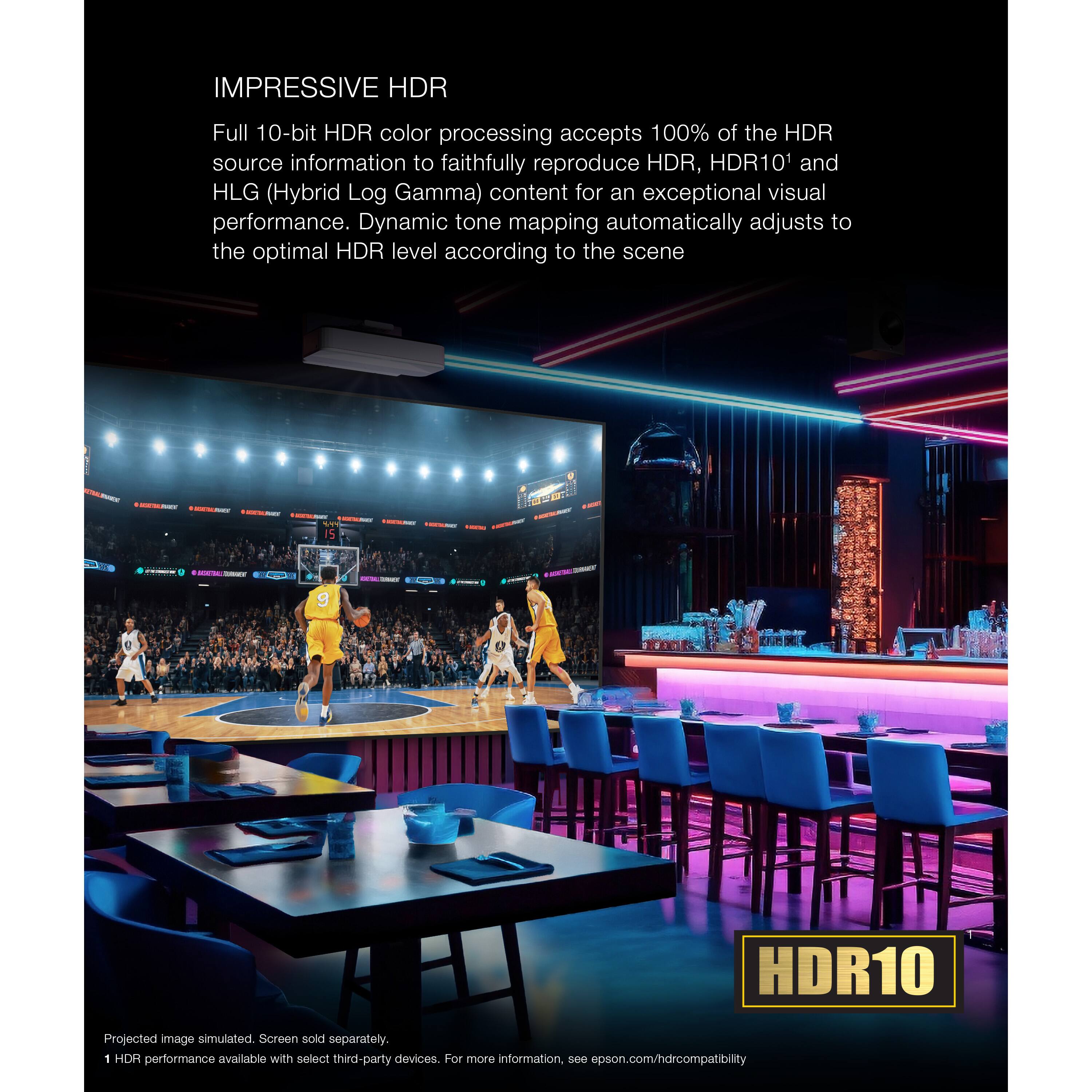 Epson QS100 4K PRO UHD HDR 4,500 Lumen 3LCD Ultra Short Throw Laser Projector White V11HB49020 ...