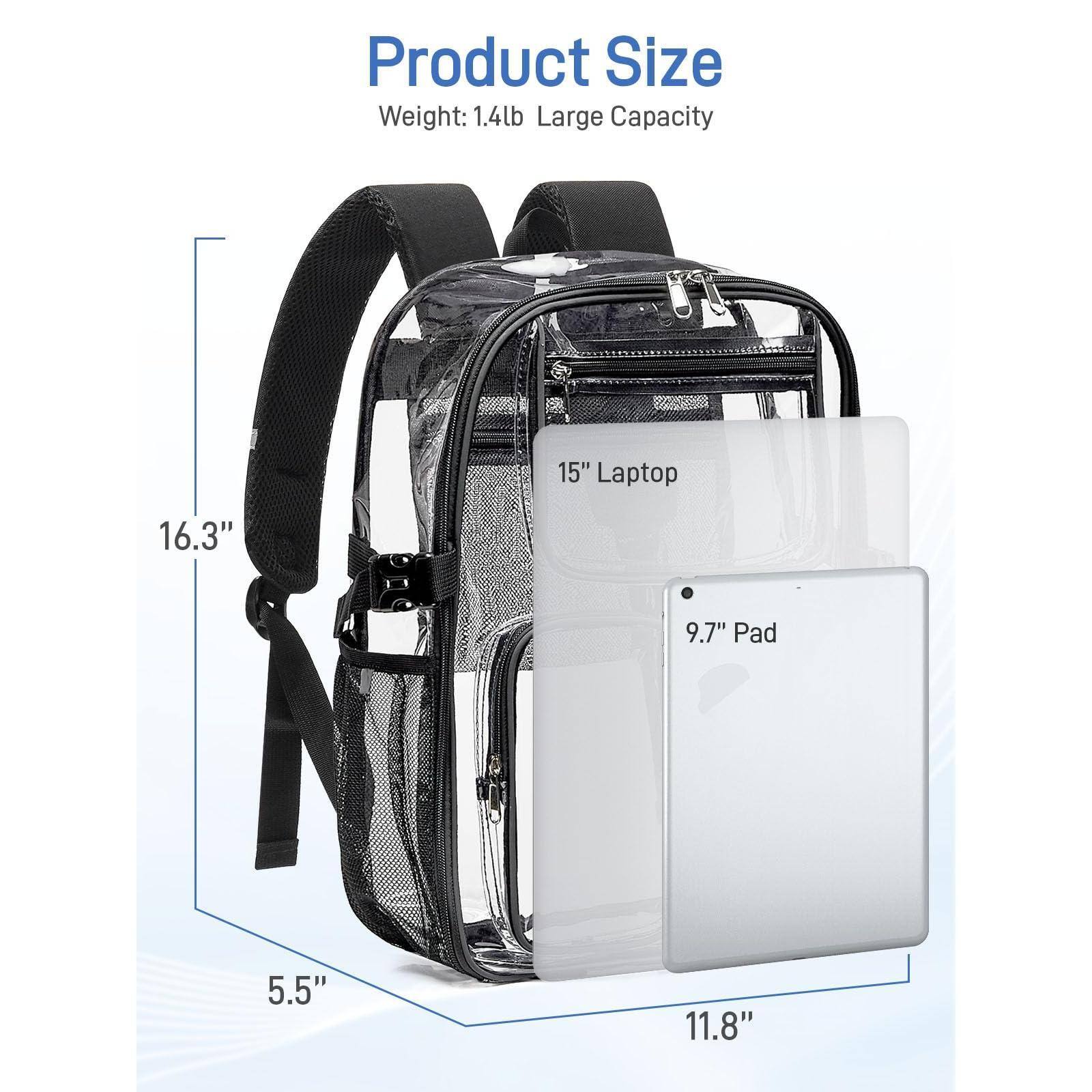 Stamp n Camp Heavy Duty Clear Backpack For Women Men Large Tpu Bookbag ...