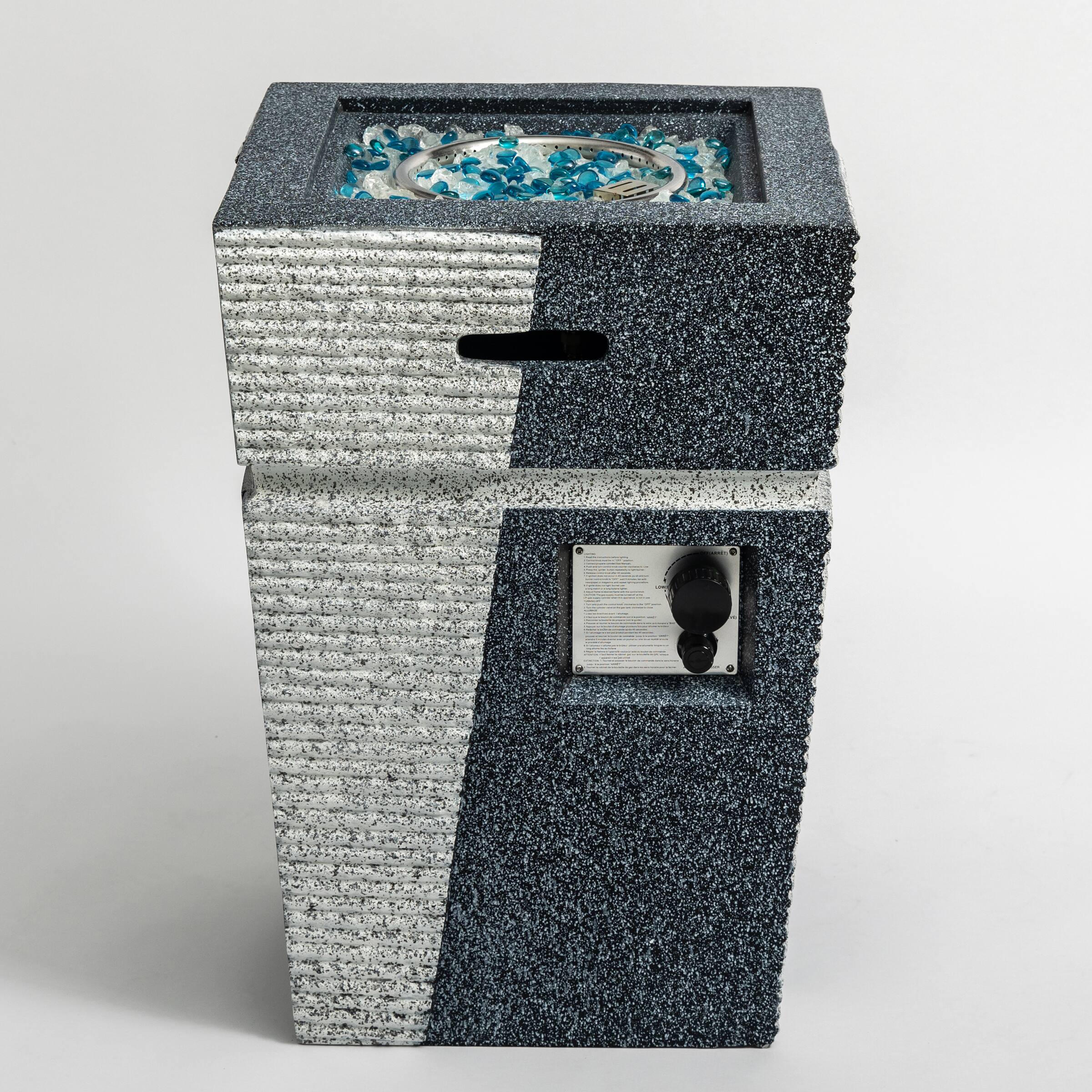 APRILSOUL 20 inch Propane Gas Fire Pit Table 40000 BTU Square Concrete ...