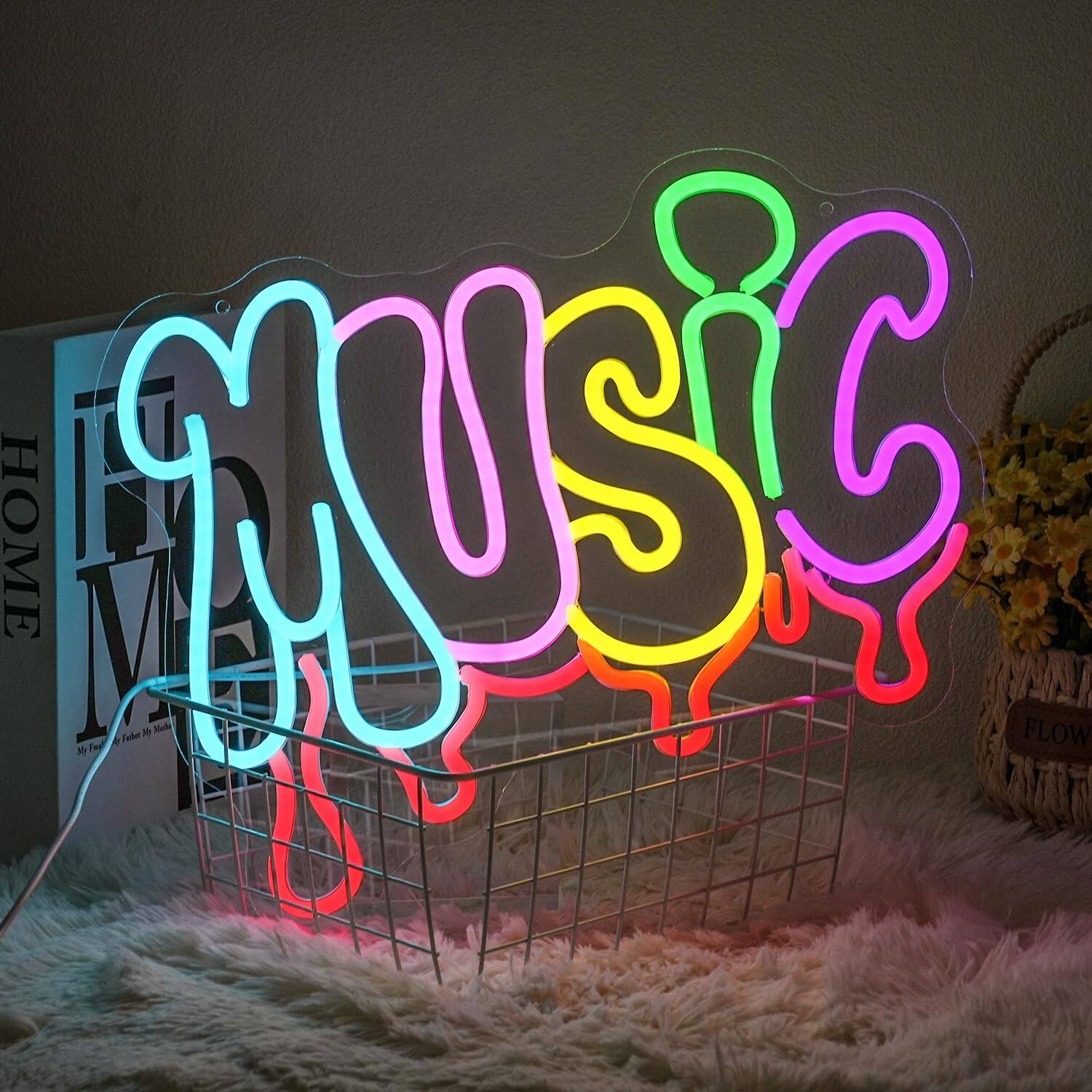 Auledio Music Neon Sign for Wall Decor, Colorful Letter Neon Light ...