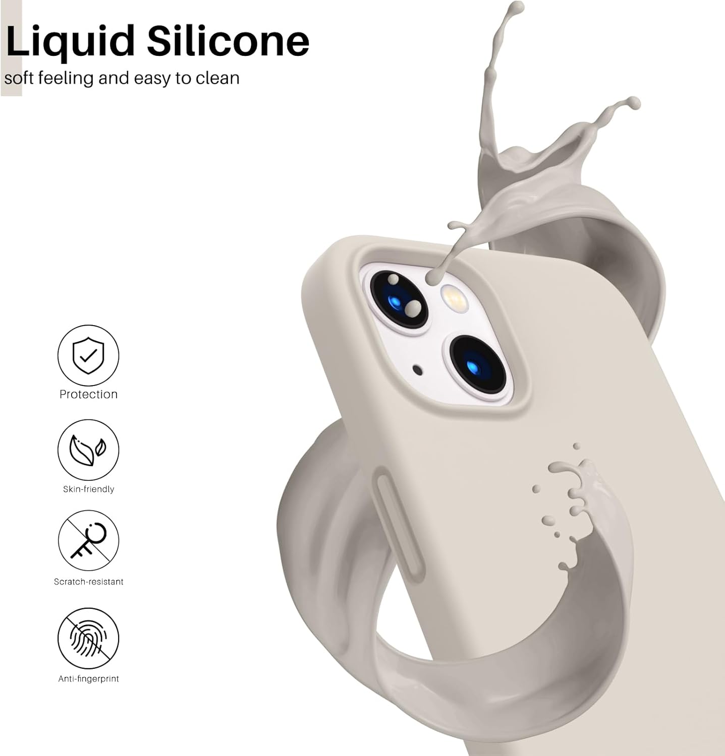 Ornarto Shockproof Liquid Silicone Designed for iPhone 13 Case Anti ...