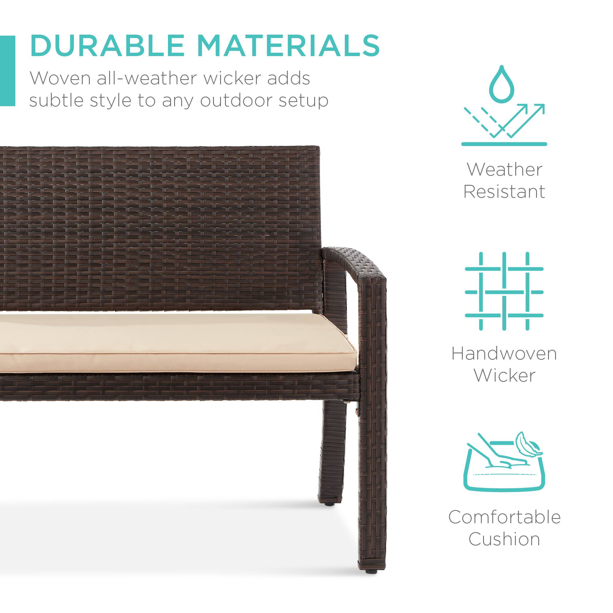 Best Choice Products 2 Person Outdoor Wicker Bench Garden Patio Porch ...