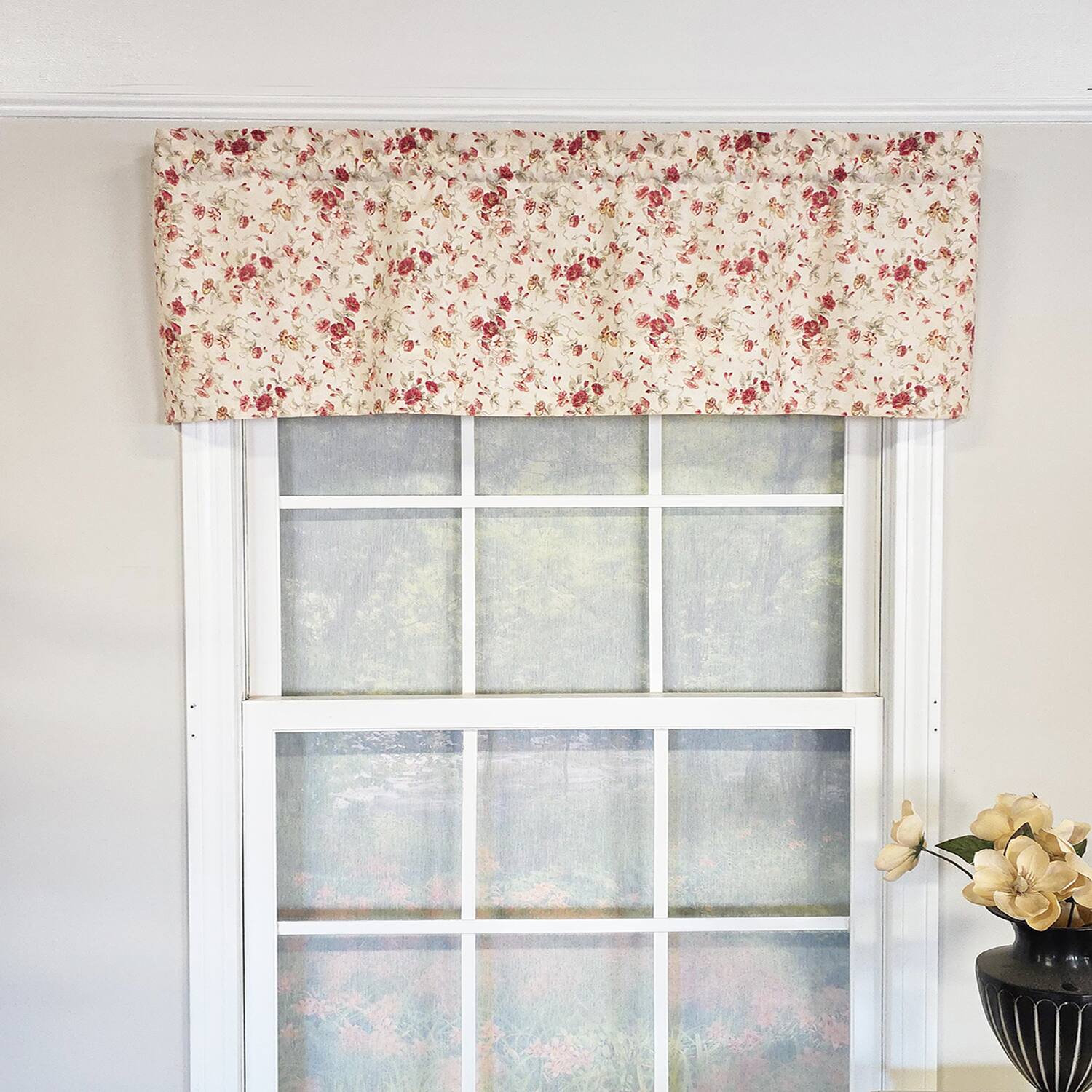 RLF Home 100% Cotton High Quality Flor Tailored Window Valance with 1.5 ...