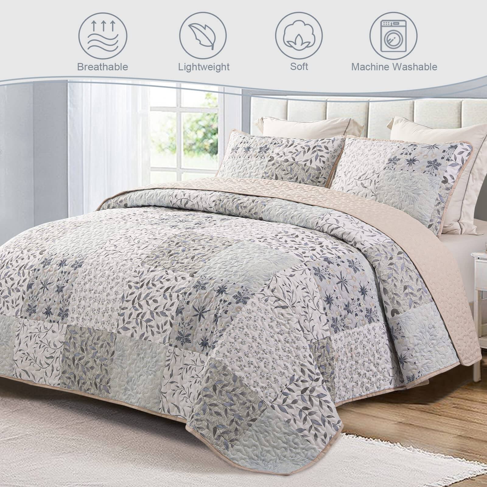 NICHOLAS KLEIN Reversible Boho Quilt Set King All Season Bedspreads ...