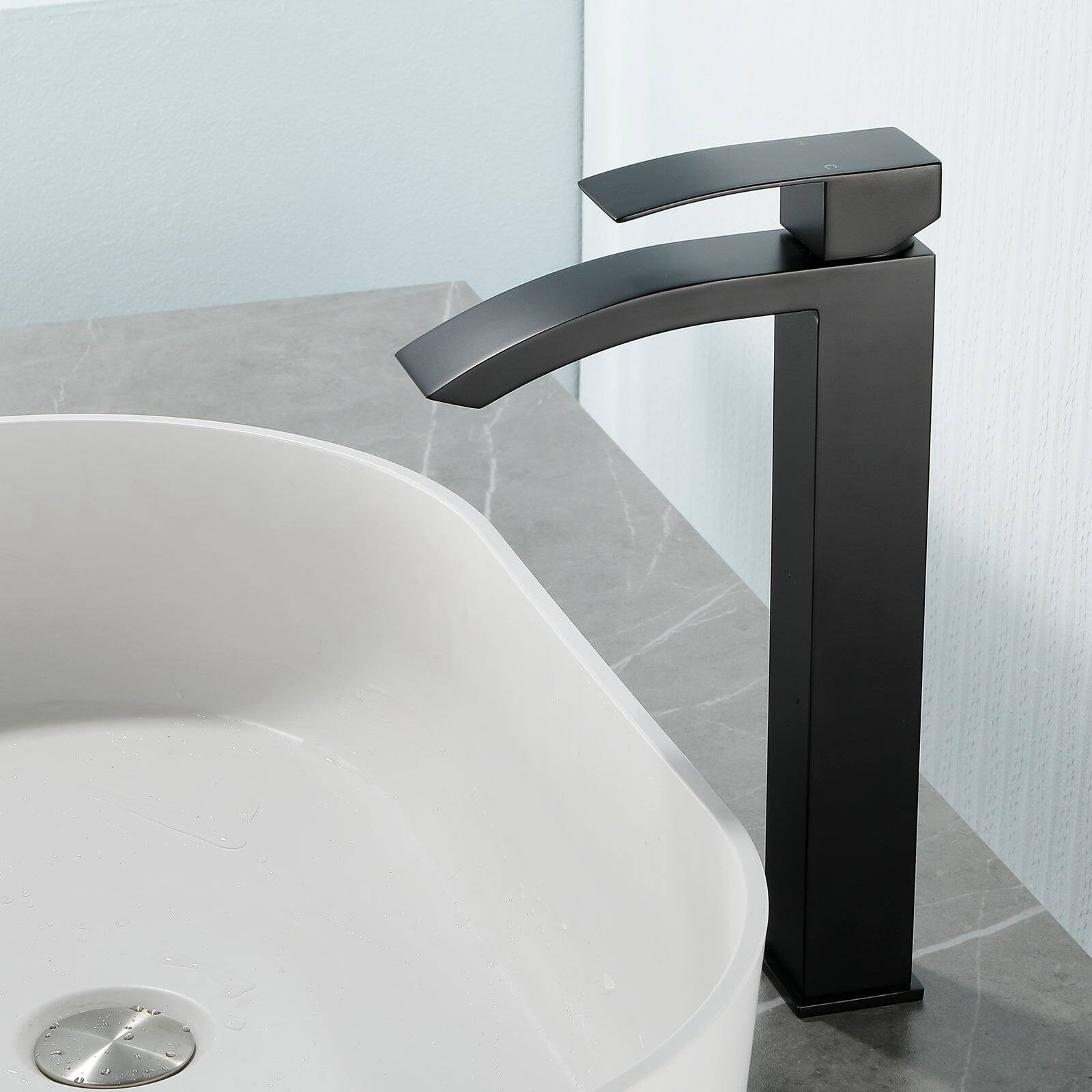 Black Faucet SUS304 Waterfall Spout cUPC Cartridge 60cm Supply Line Pop ...