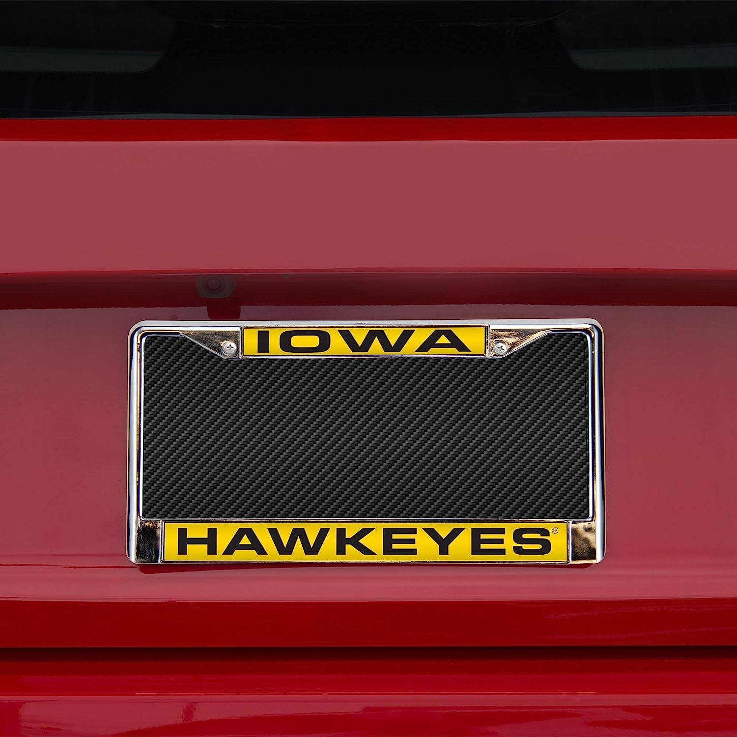 Rico Industries Iowa Hawkeyes Chrome Metal (Set of 2) Laser Cut License ...