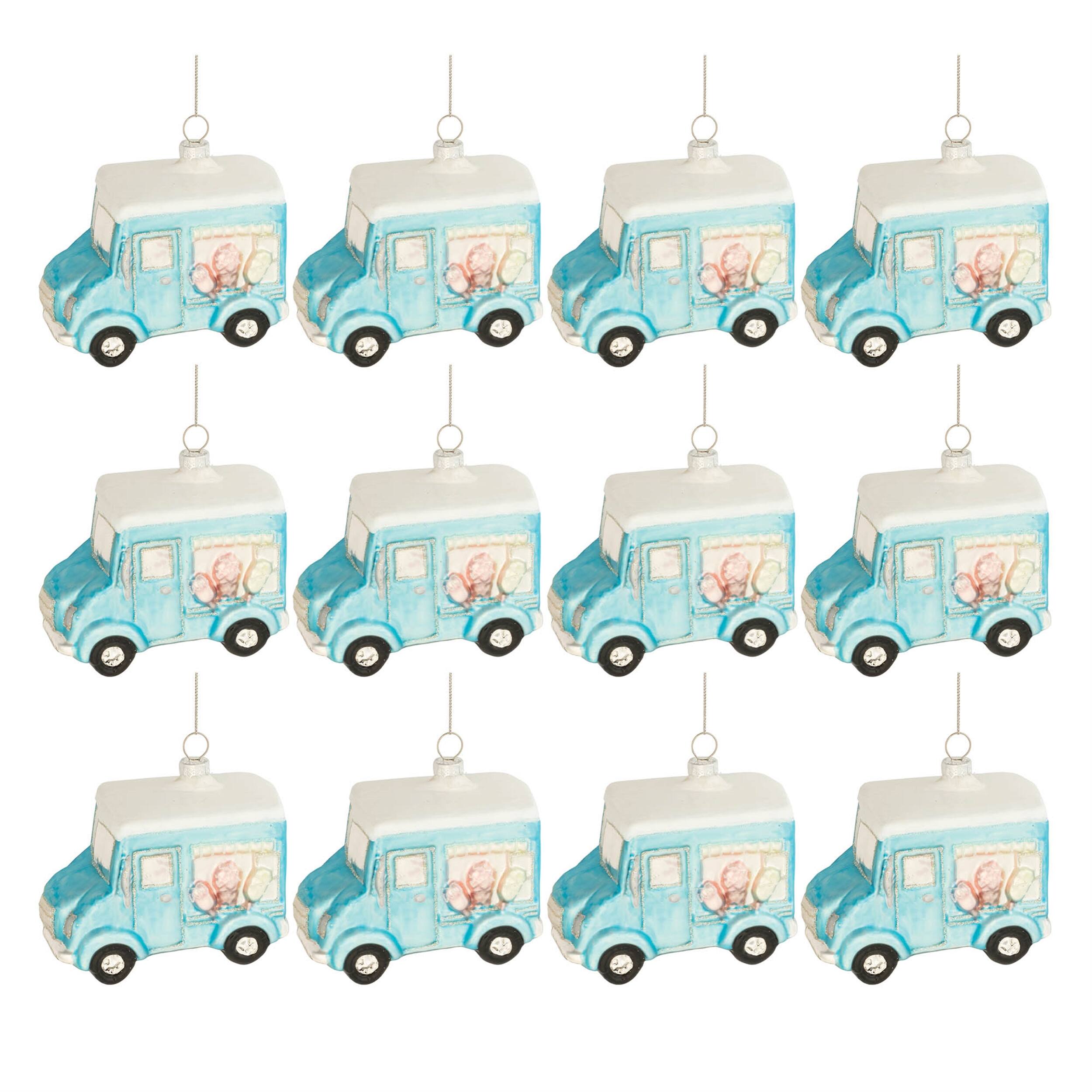 BreeBe Glass Ice Cream Truck Ornament (Set of 12) Blue, Pink 95302DS ...