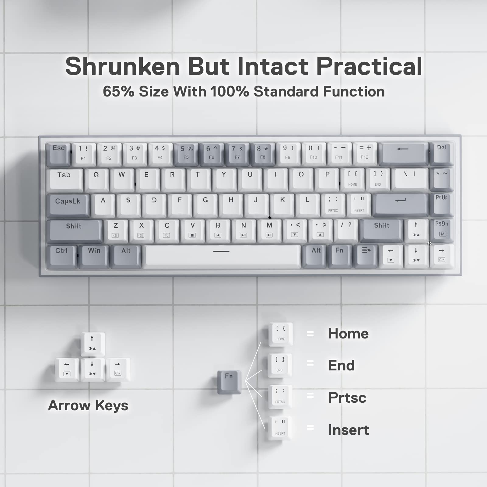 Cozy Serene K631 Gery 65 Wired Rgb Gaming 68 Keys Compact Mechanical W ...