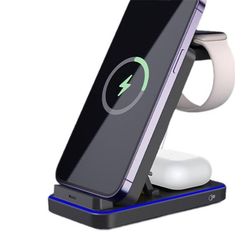 RISOKEYS 15W Foldable 3 in 1 Wireless Charging Stand, Power Adapter for ...