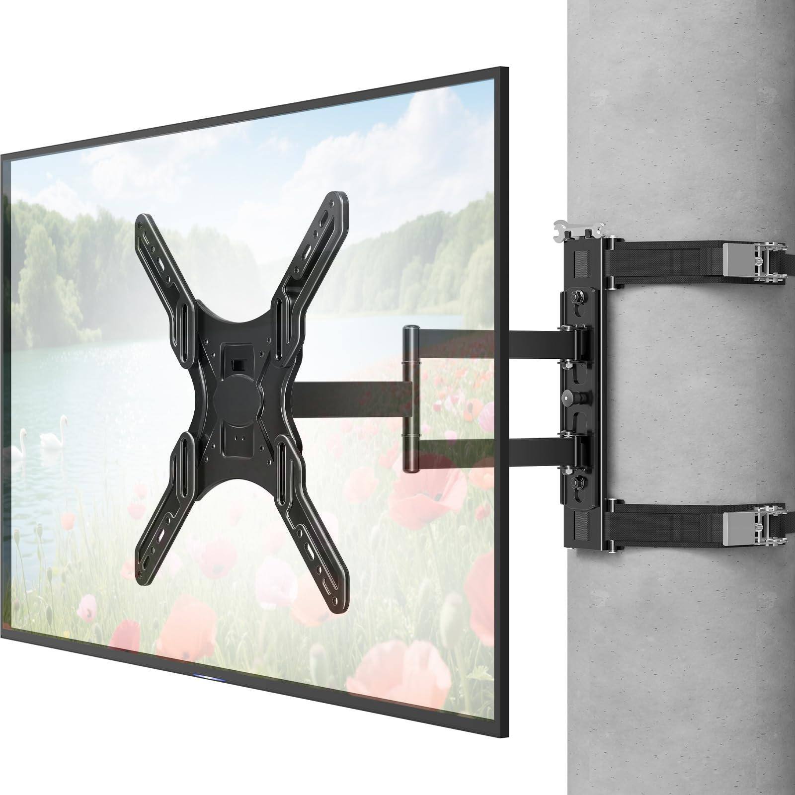 Cedar Assembly Pillar Tv Mount For Tvs Full Motion Strap on Round ...