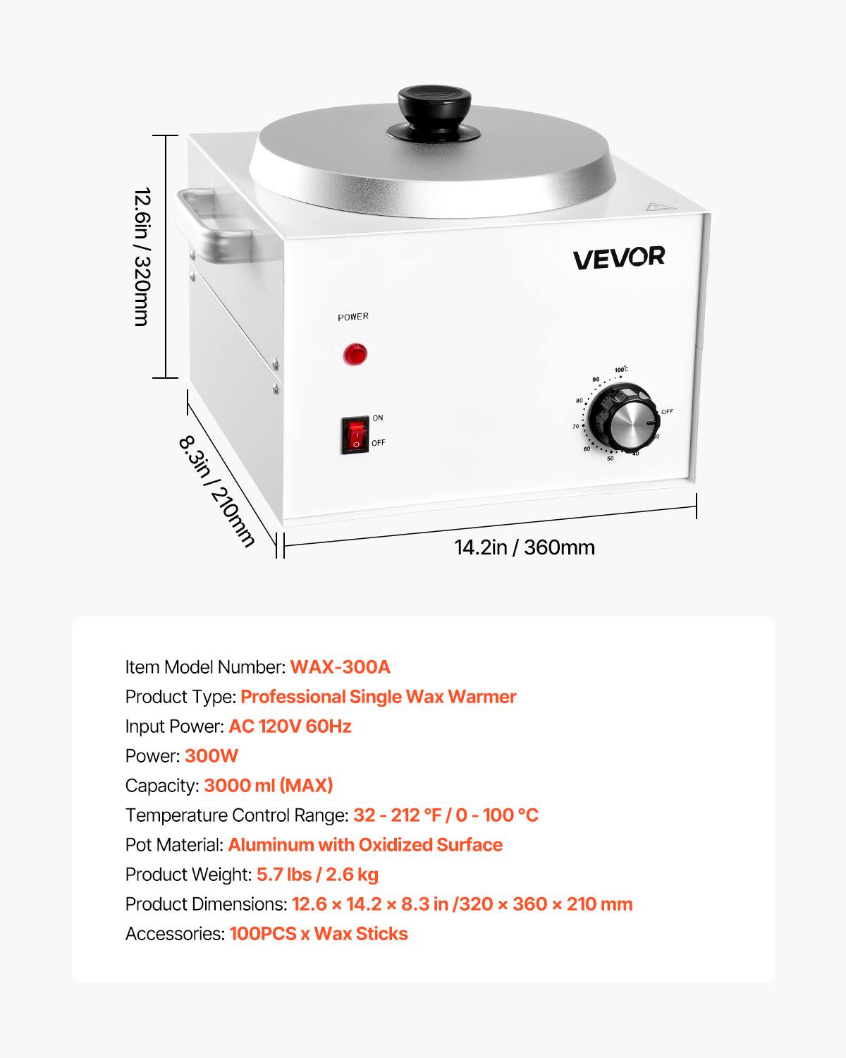 VEVOR Single Pot Wax Warmer,3000ML300W Professional Wax Warmer for Hair ...
