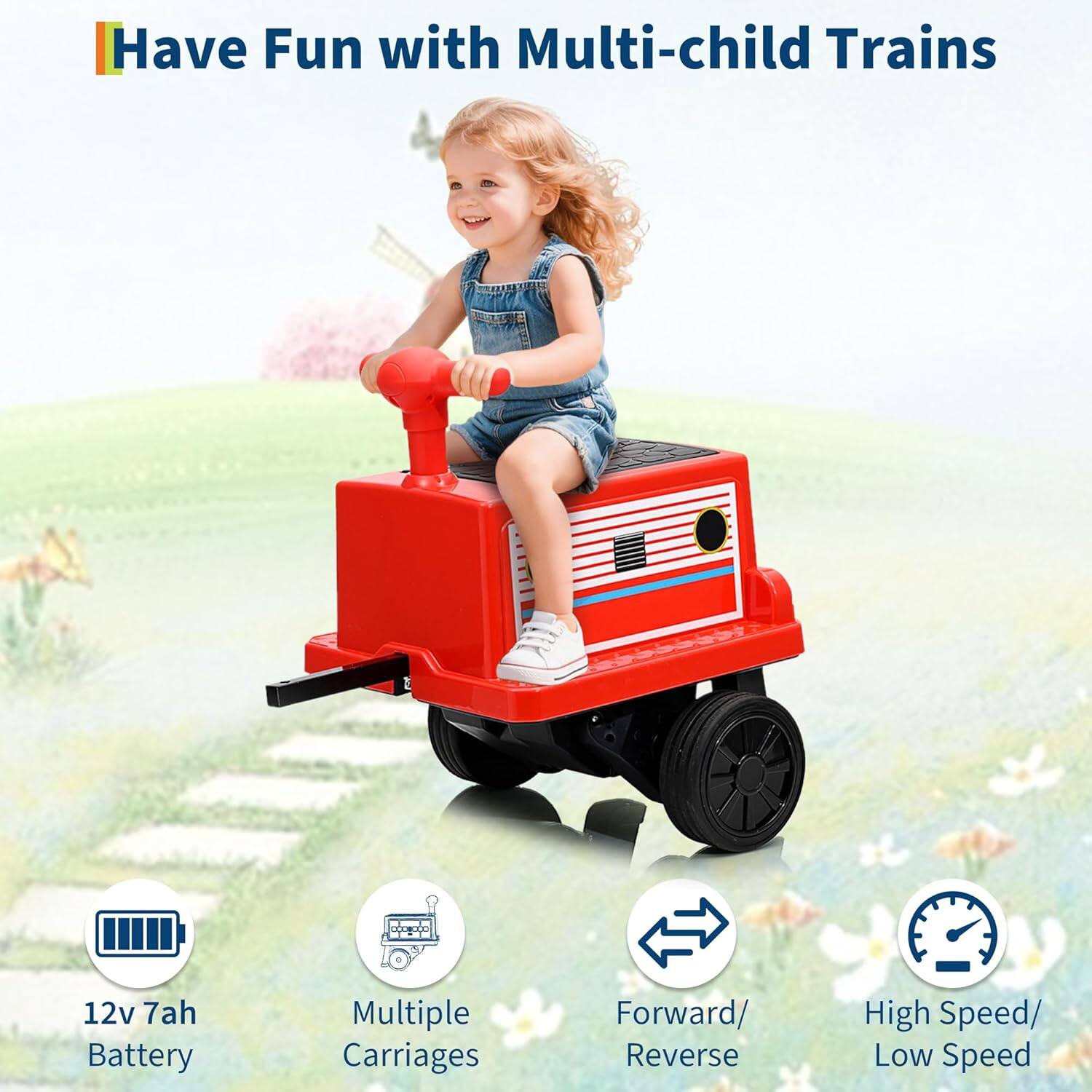 Babevy Licensed CHUGGINGTON Kids Train Carriage for 12V Ride On Train ...