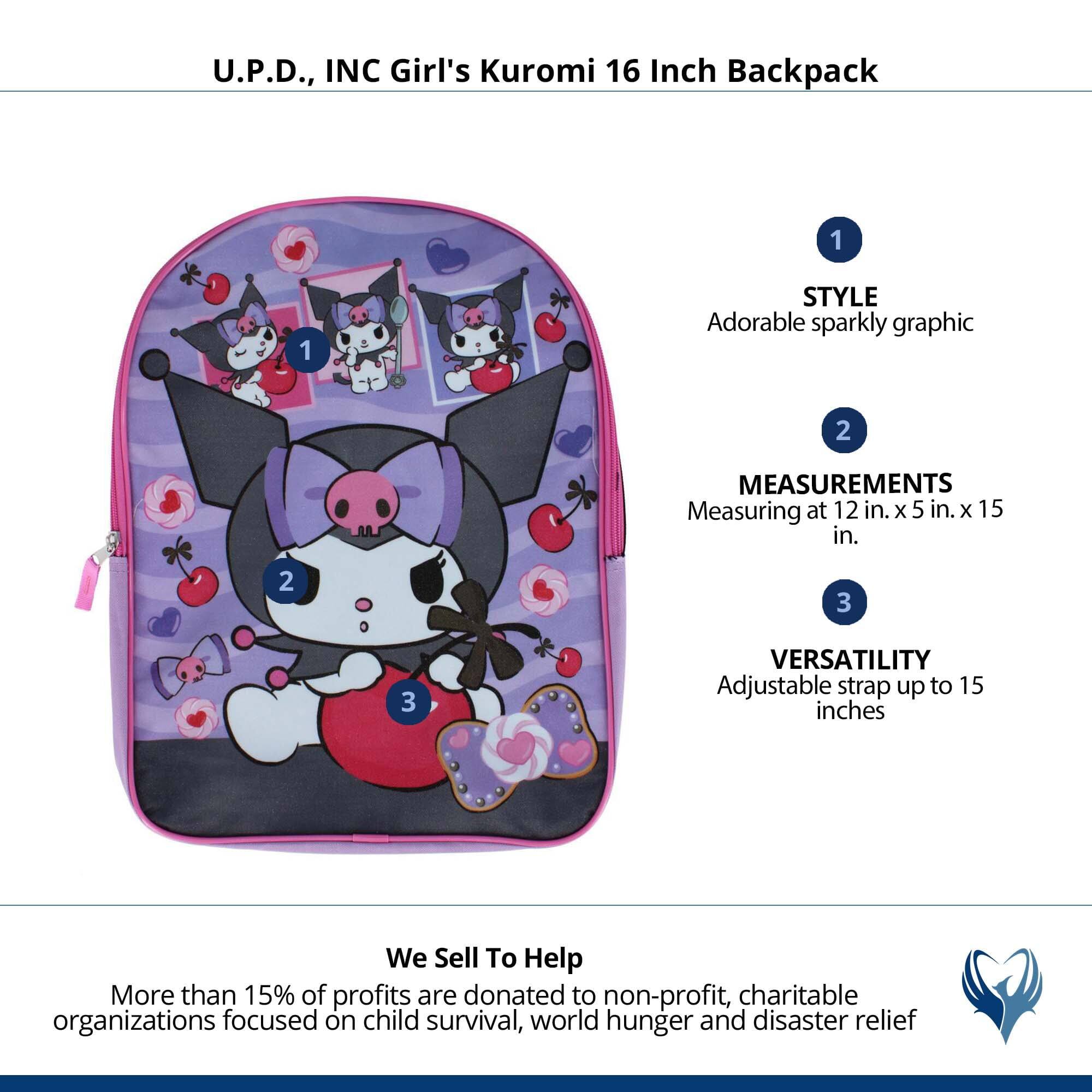 Hello Kitty Kuromi 15" Purple School Backpack for Girls Multicolored ...