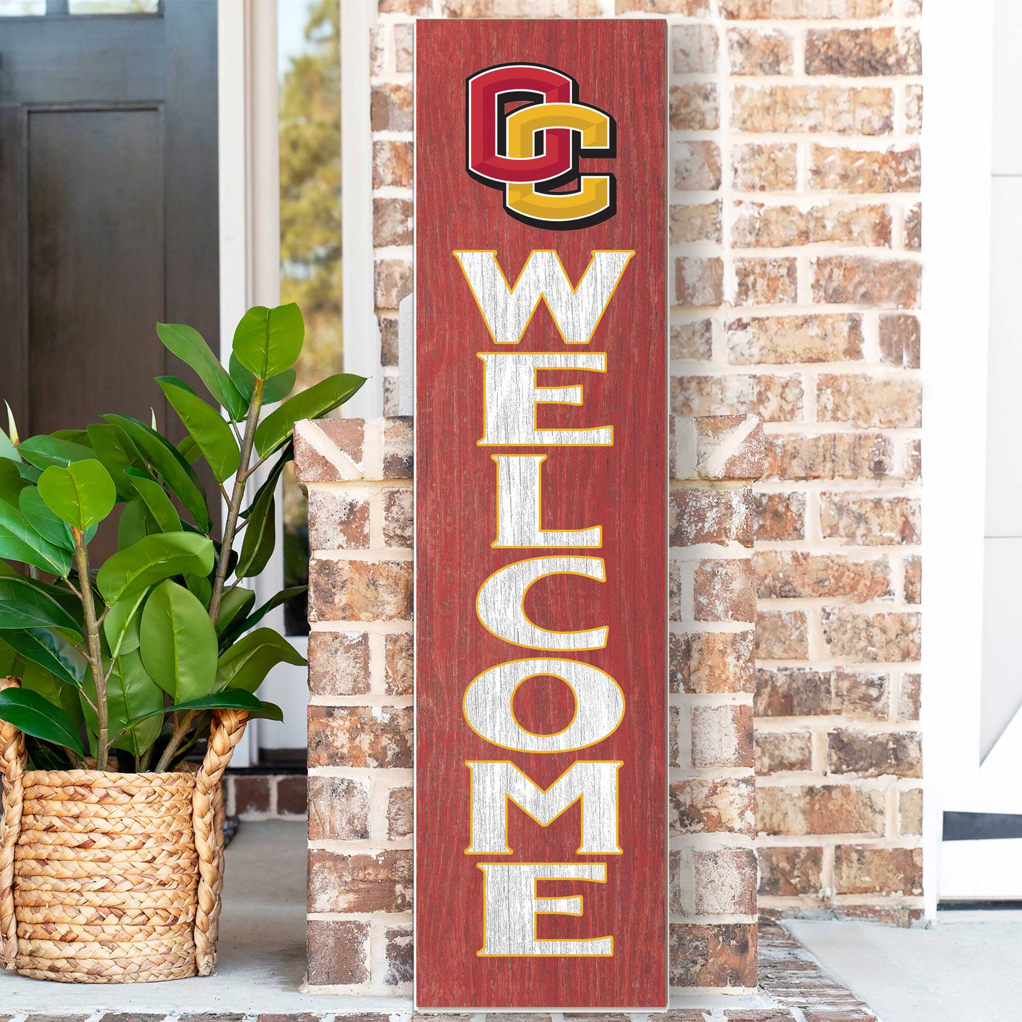 Jardine Oberlin Yeomen 12'' x 48'' Outdoor Leaner Welcome Sign Red ...