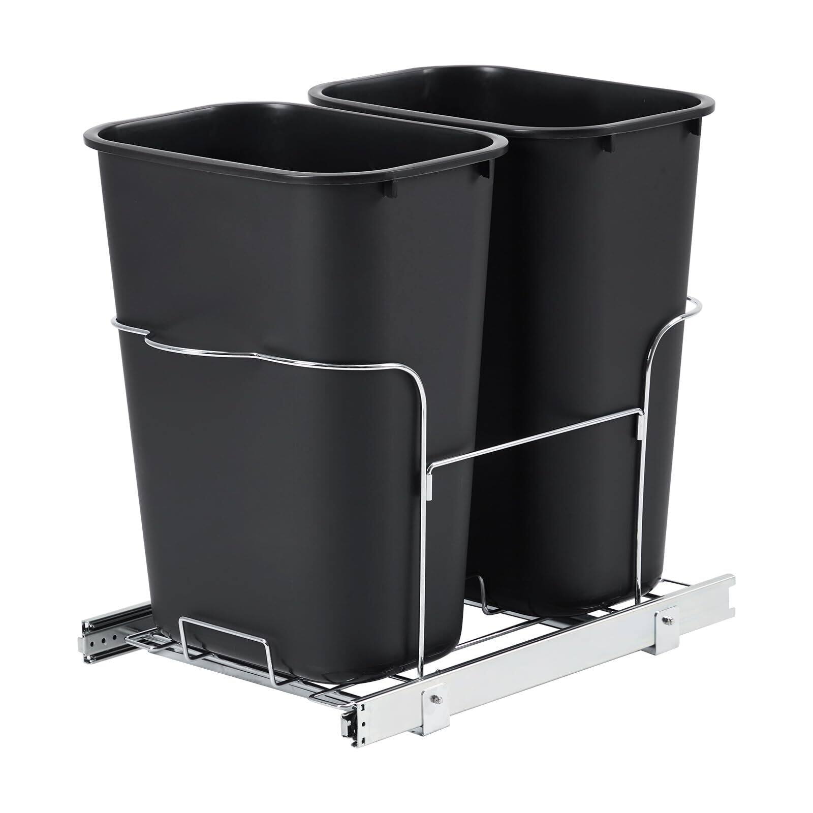 Babevy Dual Pull Out Trash Can Under Cabinet,Garbage Waste Recyling Bin ...
