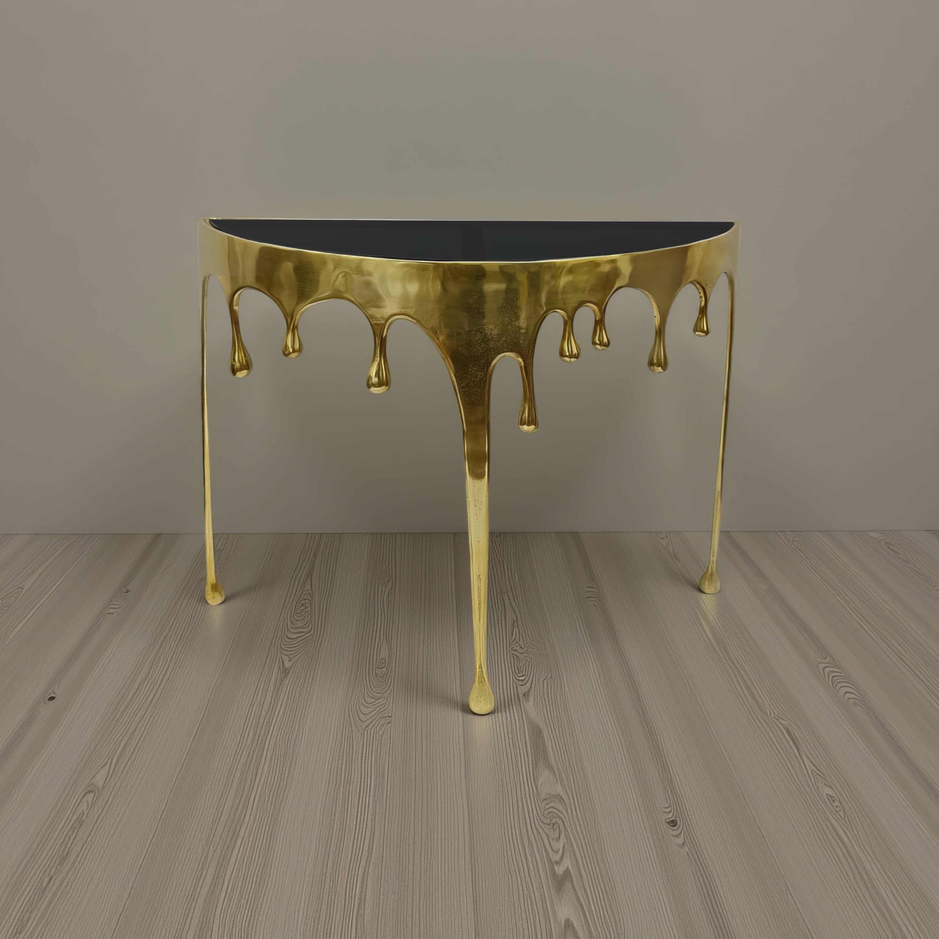 Manhattan Lane Capri Sofa Console Table | 36.25" Half Moon Glass Top ...