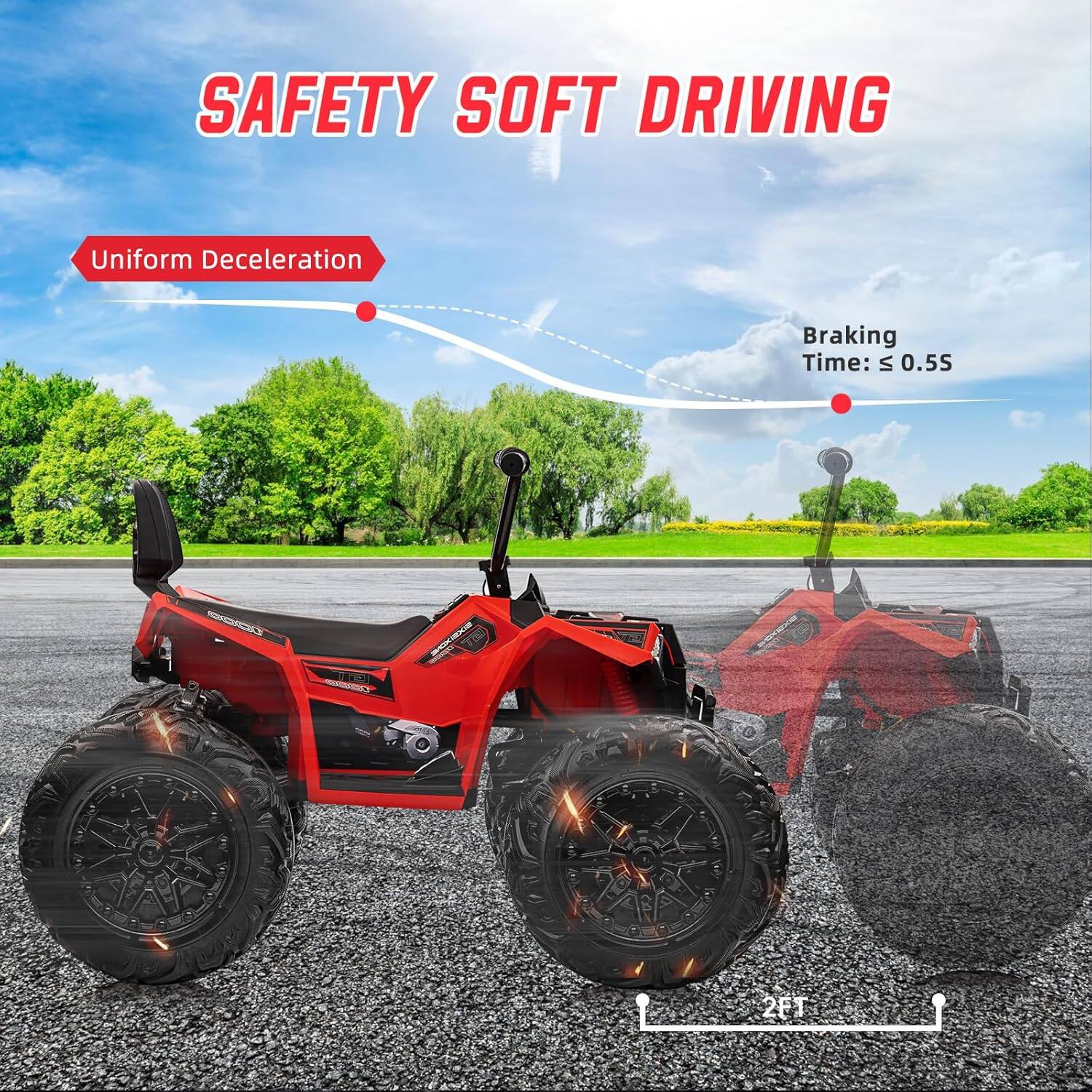 GARVEE 24V 4WD 2 Seater Kids Ride On ATV, Electric Quad w/4×100W Motors ...