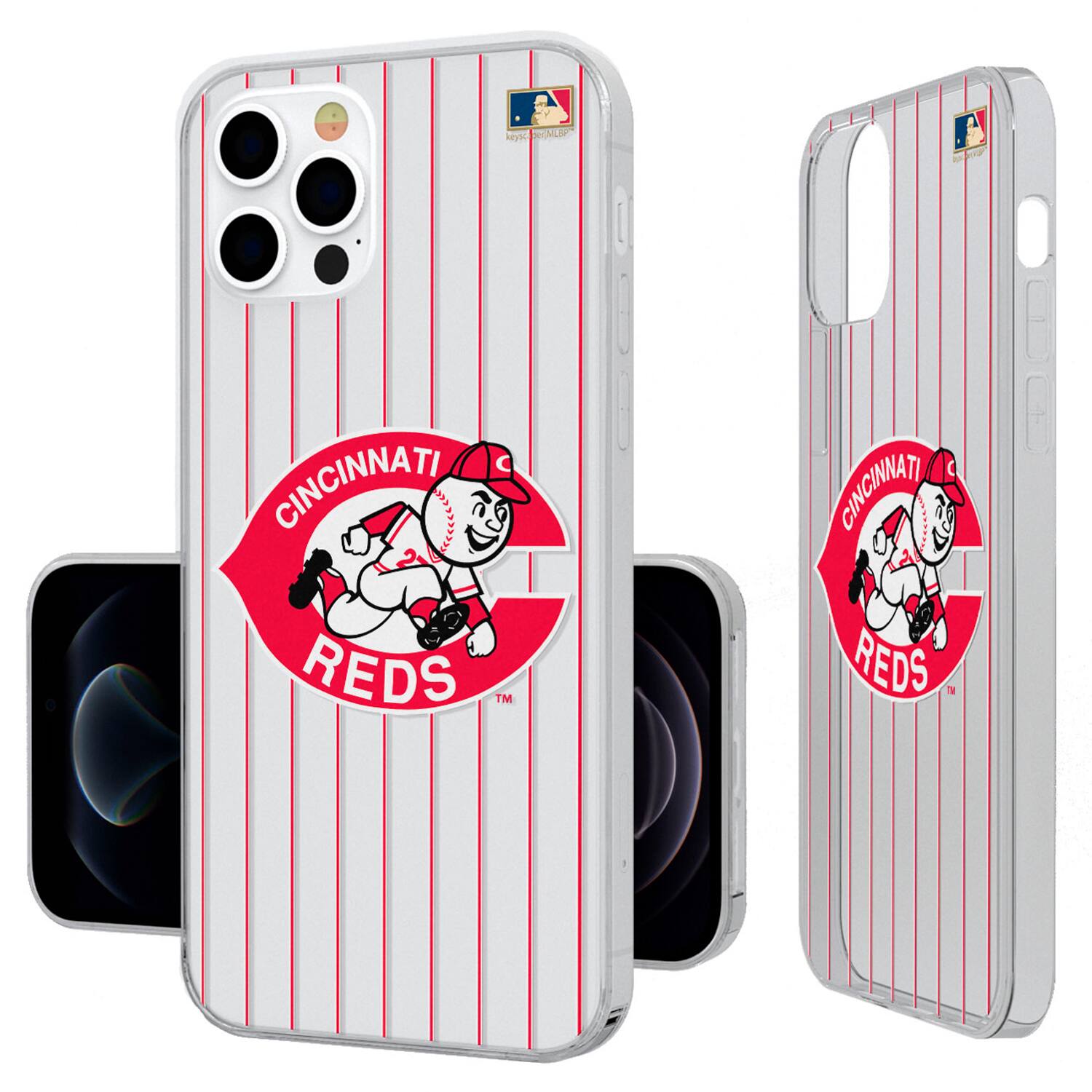 Keyscaper MLB Cincinnati Reds Cooperstown Pinstripe iPhone Clear Case 16 Pro Max Multicolor ...