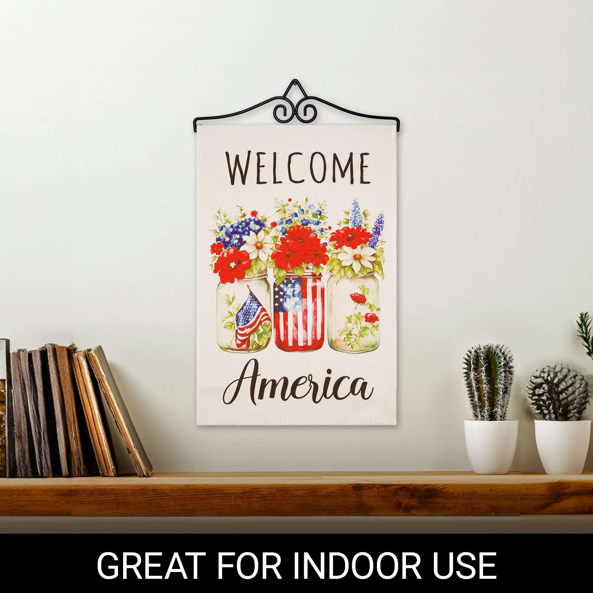 G128 14 in Garden Flag Hanger with 12 x 18 in Double Sided Welcome ...