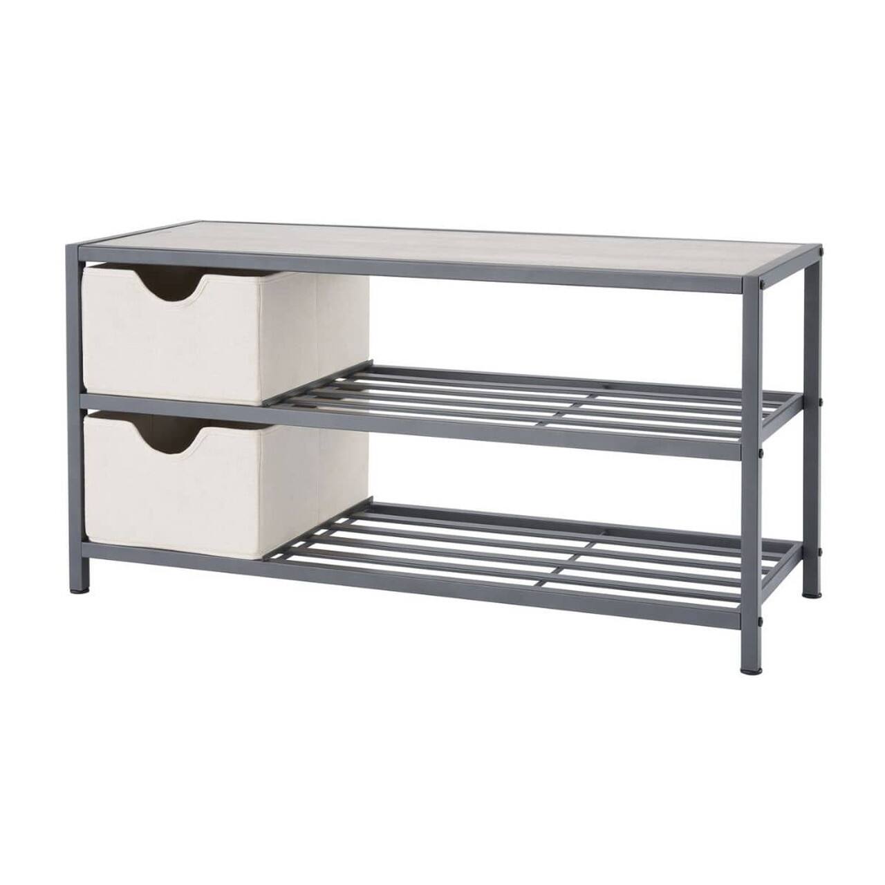 TRINITY 3 Tier Shoe Bench w/ Baskets Slate Gray TBFPGR-2410 - Best Buy
