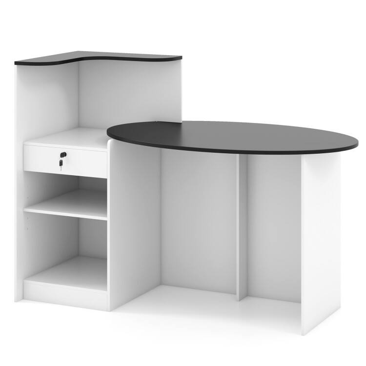 SlickBlue Modern Reception Desk Front Counter with Oval Tabletop for ...
