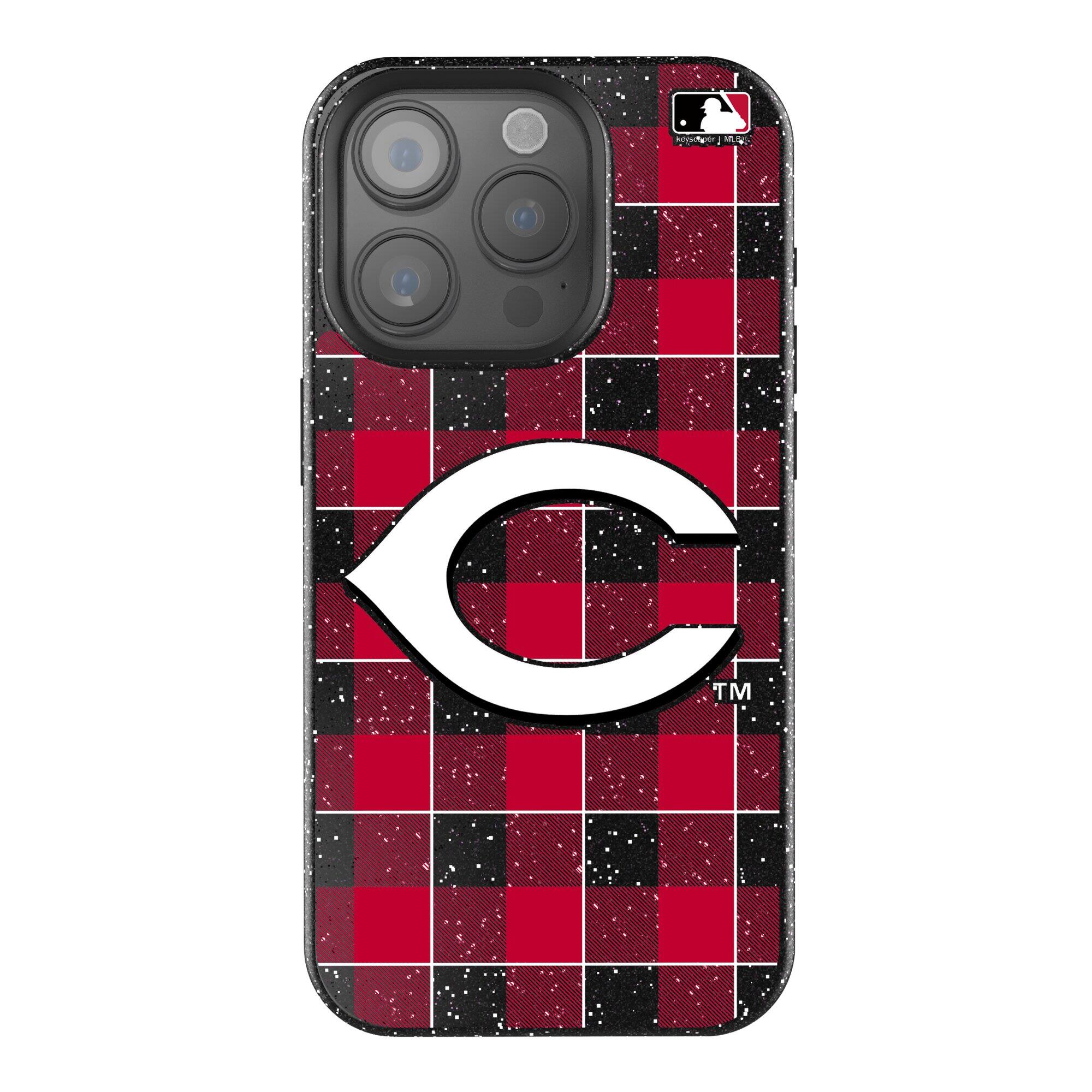 Keyscaper MLB Cincinnati Reds Plaid Bling iPhone Case 15 Black ...