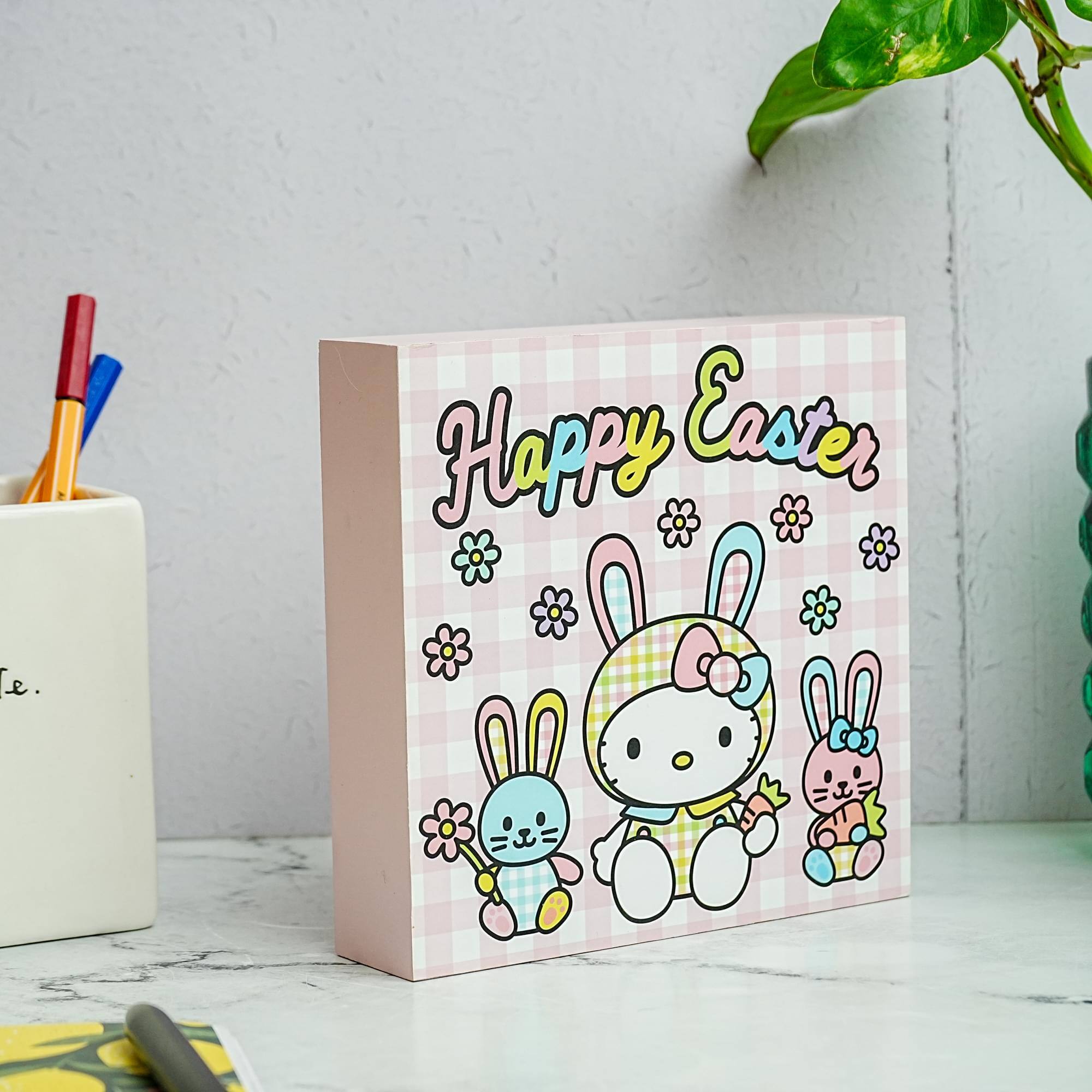 Silver Buffalo Sanrio Hello Kitty "Happy Easter" 6 x 6 Inch Wood Box ...