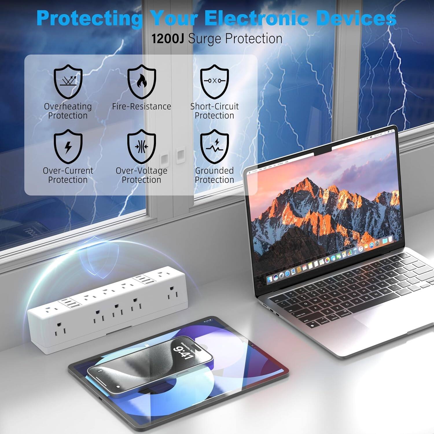 PARKER SLATER Desk Clamp Power Strip, 40W Fast Charging with 8 USB ...