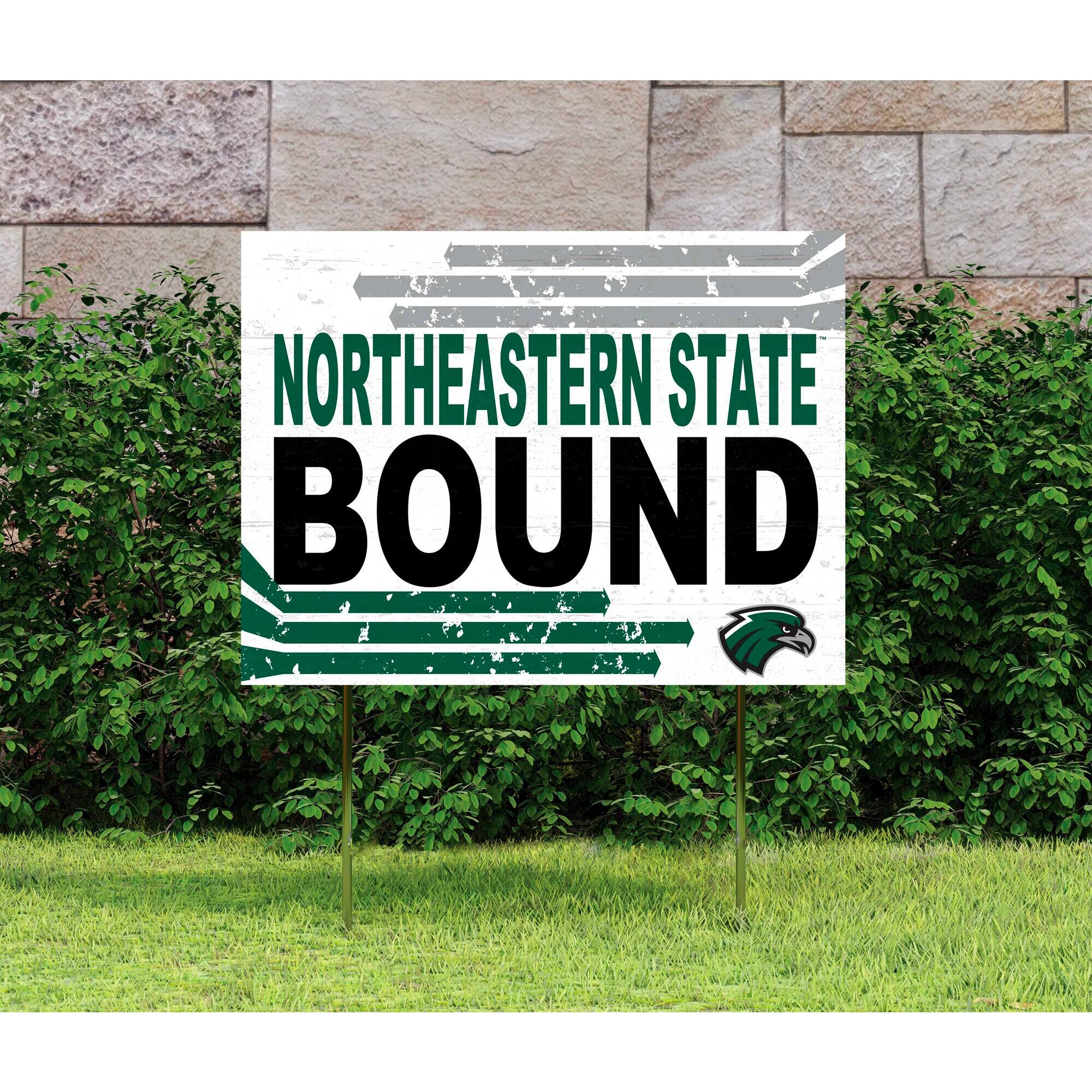 Jardine Northeastern State Riverhawks 18" x 24" Bound Yard Sign White ...