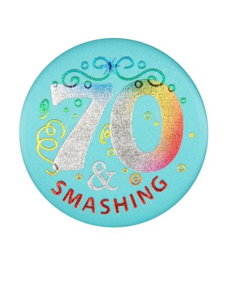 Beistle Pack of 6 and Red '70 and Smashing' Satin Buttons 2" Blue ...