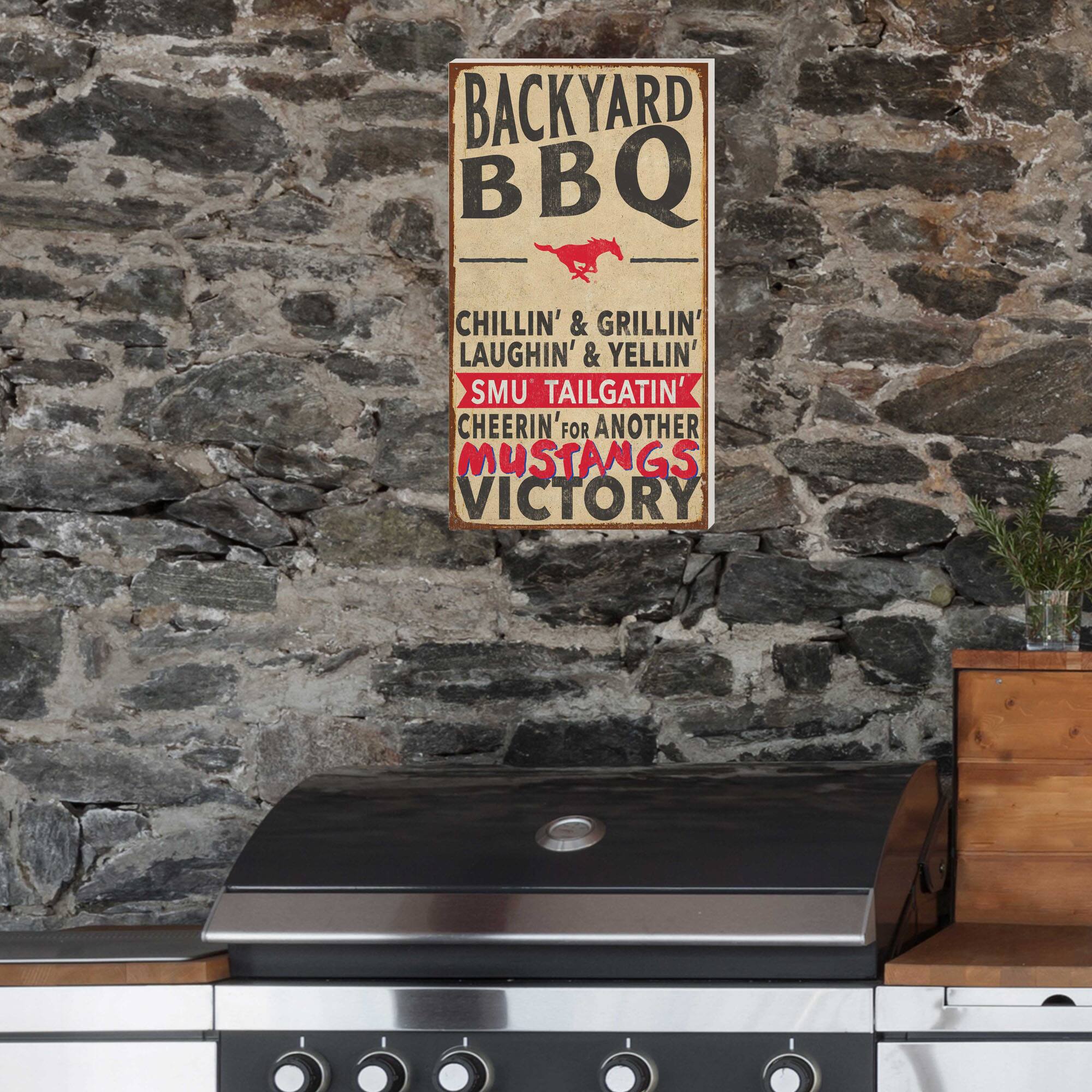 Jardine SMU Mustangs 11'' x 20'' Indoor/Outdoor BBQ Sign Brown 4952251 ...