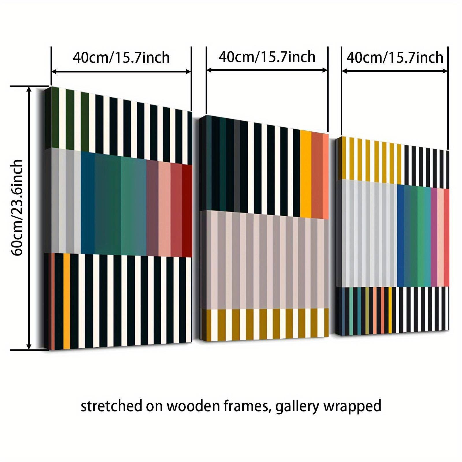 blue 3 Piece Abstract Geometric Canvas Art Print Set Modern & Art Deco ...