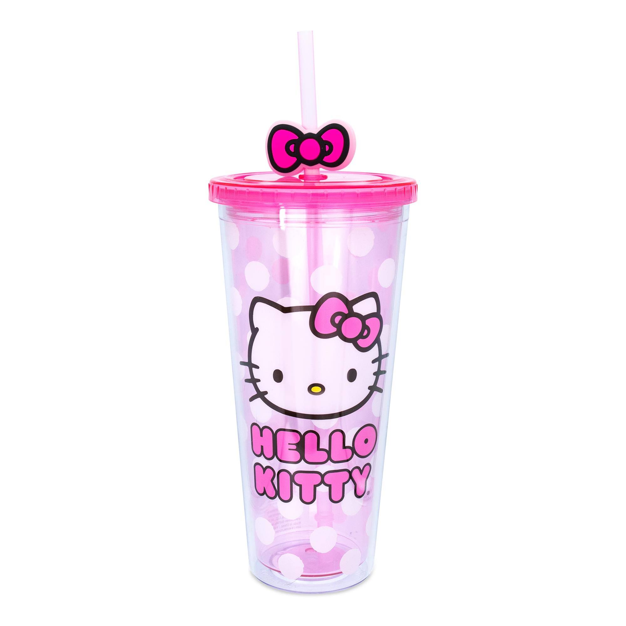 Silver Buffalo Sanrio Hello Kitty Face Carnival Cup With Lid and Topper ...