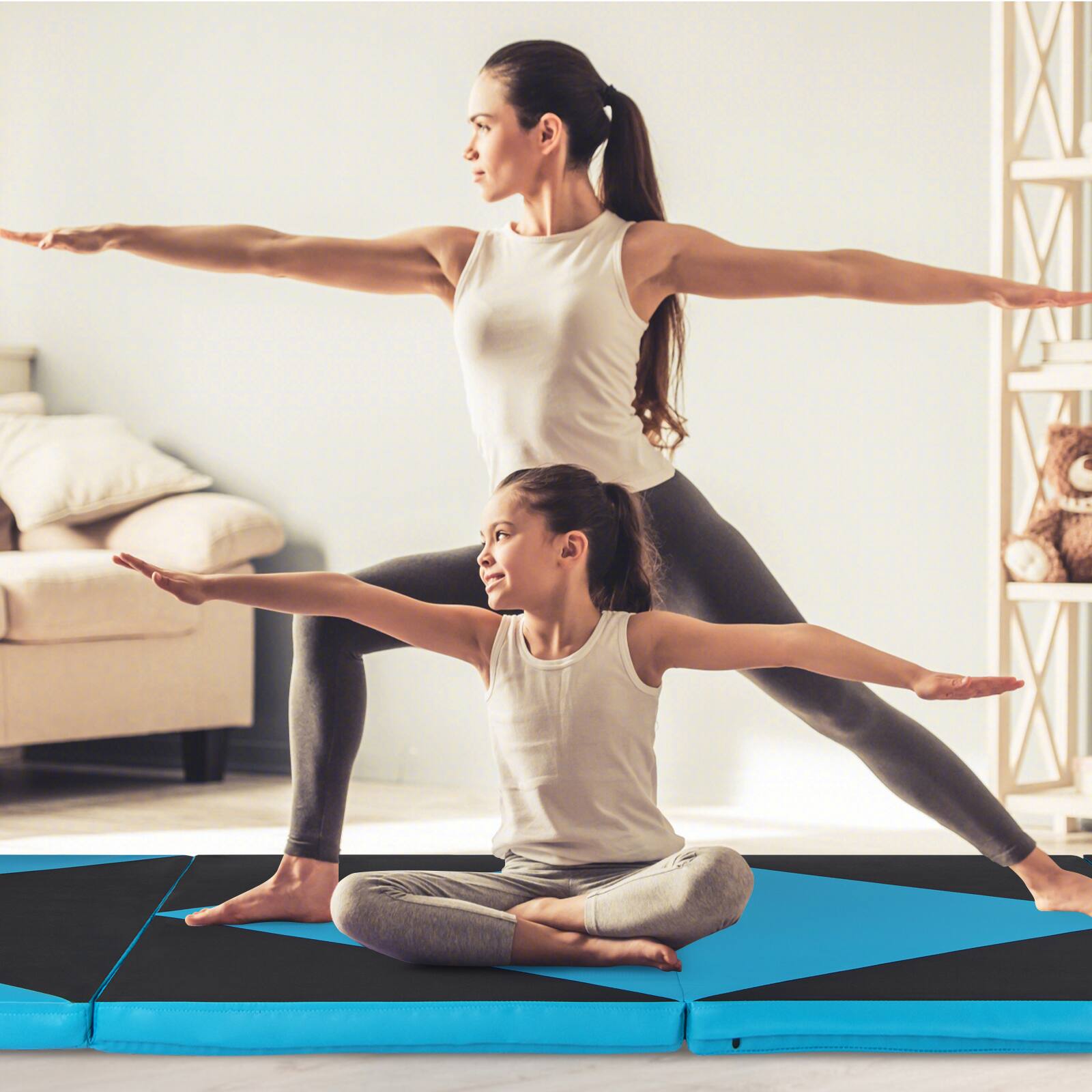 SlickBlue Folding 4 Panel Exercise Gym Mat with PU Cover and Hook and ...