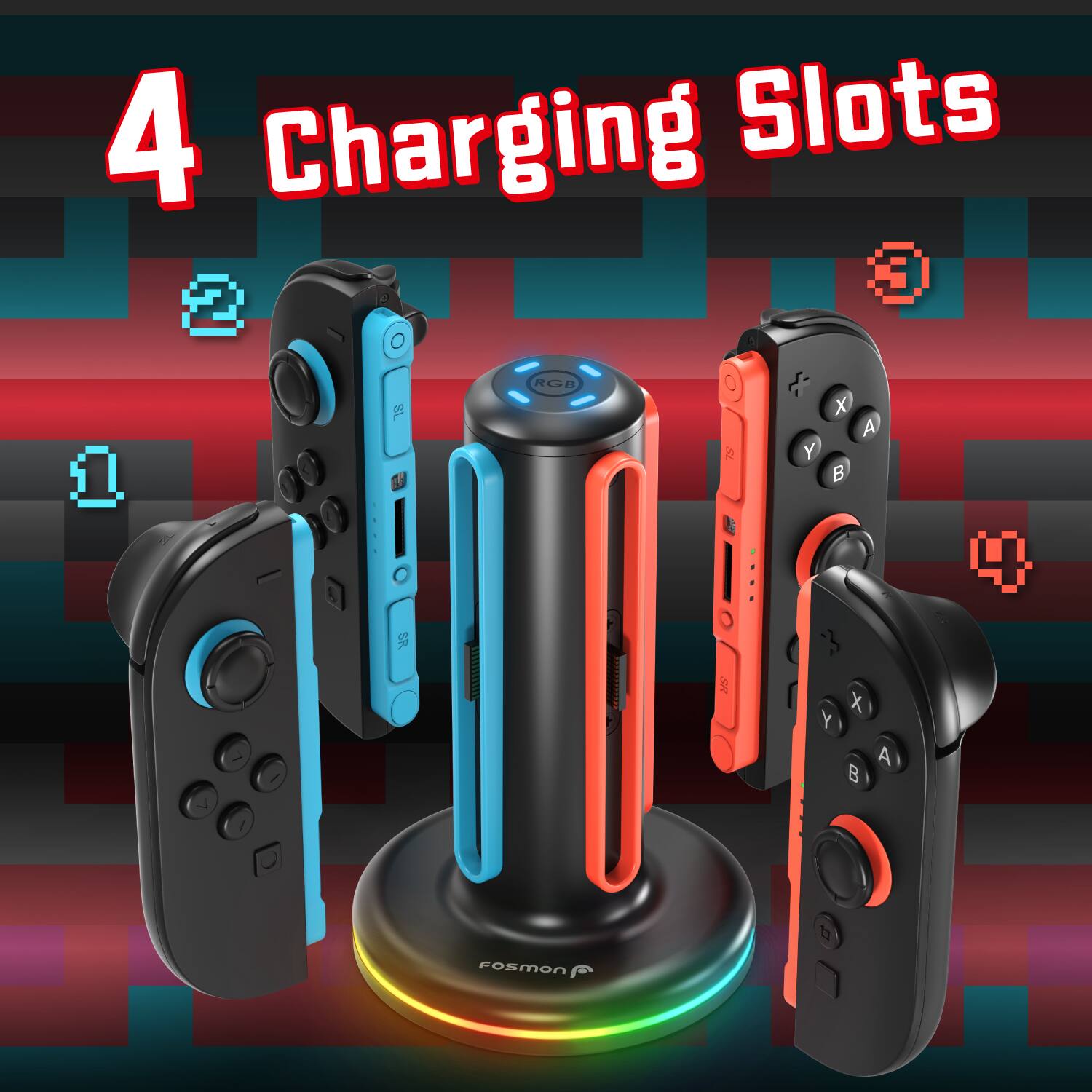 Fosmon Charging Station for Nintendo Switch 2 Controller Joy Con, 4in1 ...