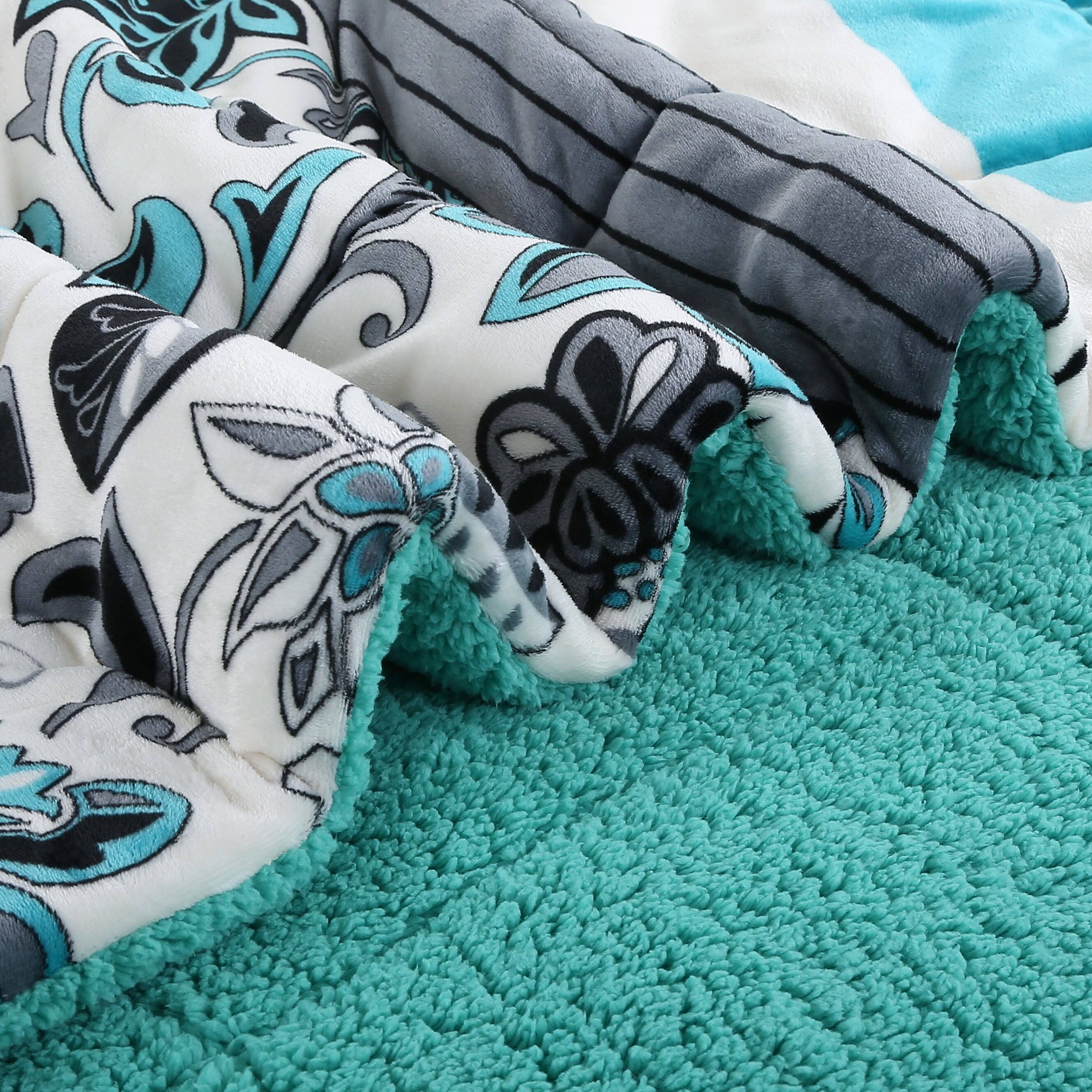 MarCielo 3 Piece Micromink Sherpa Comforter Set Fluffy Ultra Cozy ...