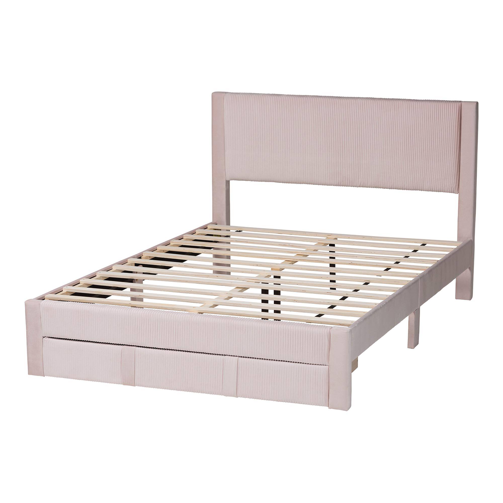 Baxton Studio Elora Modern Pleated Velvet Queen Size Storage Bed Light Pink 13812 - Best Buy
