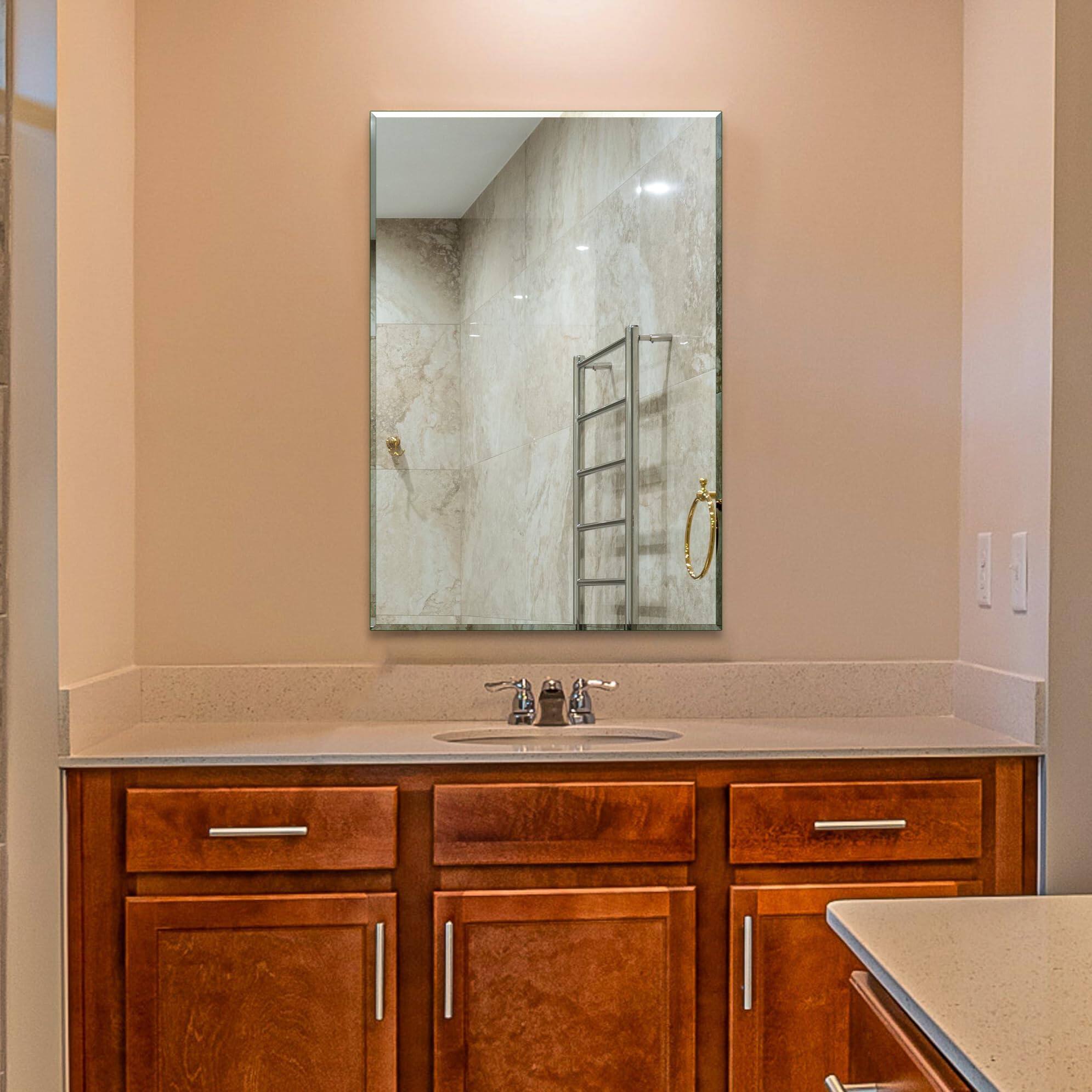 METALTON pack Bathroom Vanity Mirrors For Wall Frameless Rectangle ...
