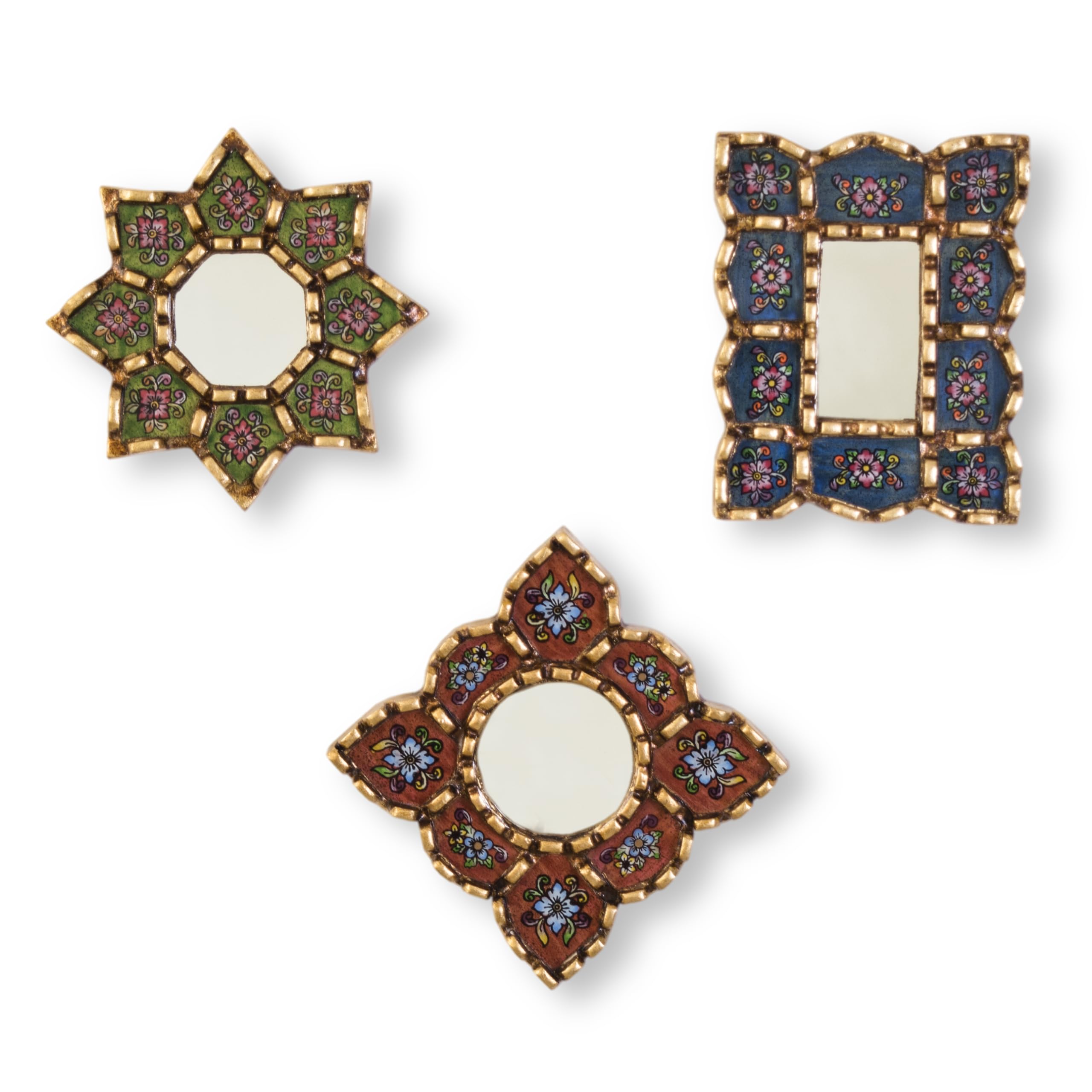 TECH SAFARI Peruvian Mirror Set Of Handmade Painted Glass Wall Decor In ...