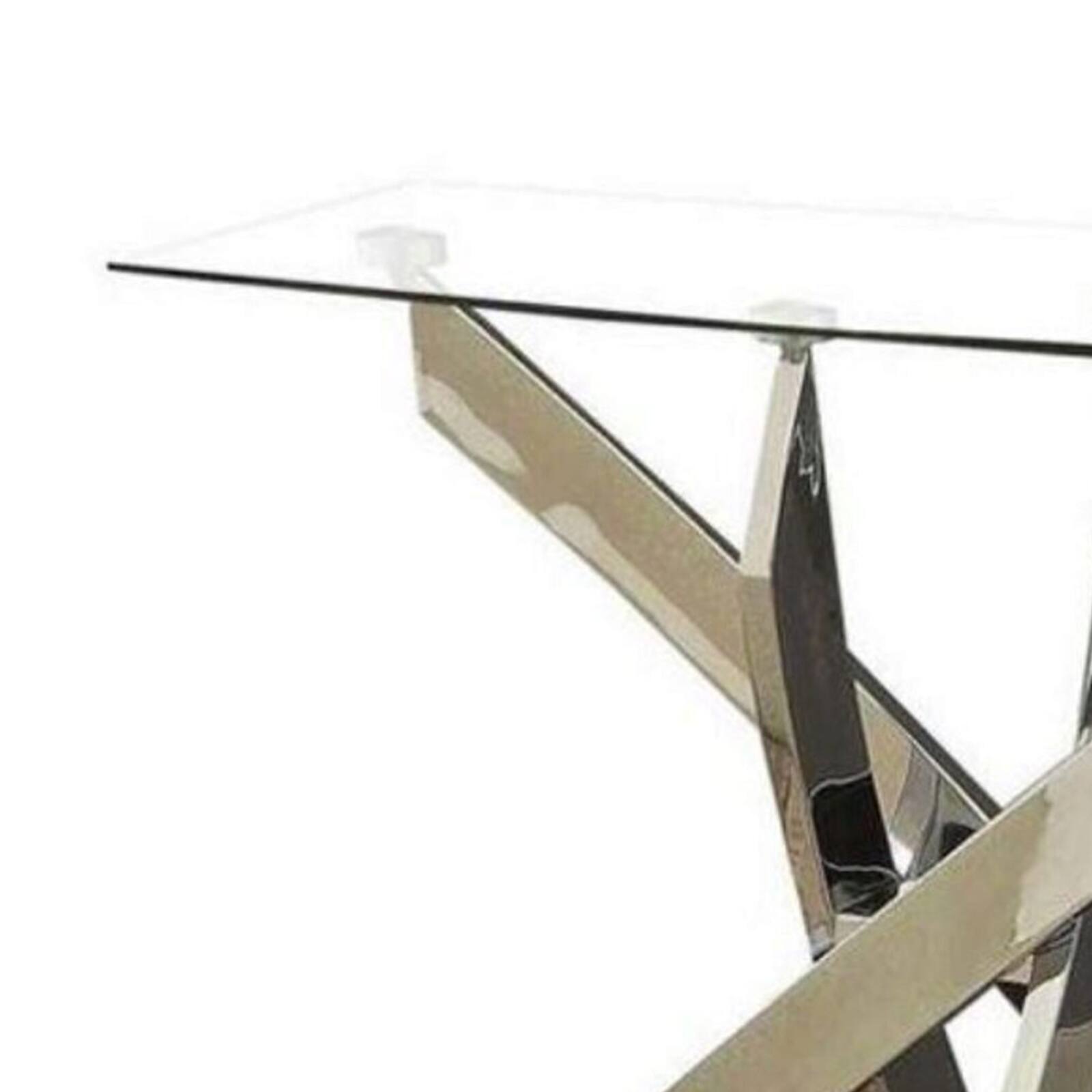 Manhattan Lane Rectangular Glass Top Sofa Table with Criss Cross Base ...