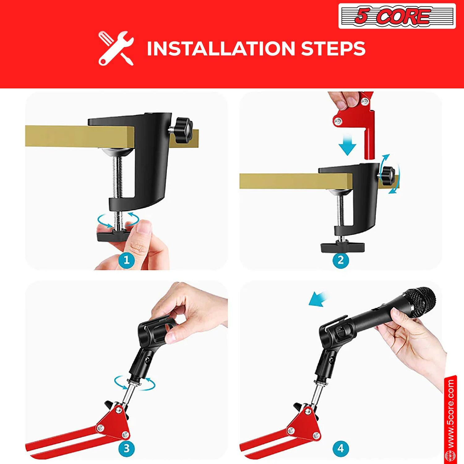 5 CORE Microphone Boom Arm Desk Mic Stand Adjustable Clamp Suspension ...