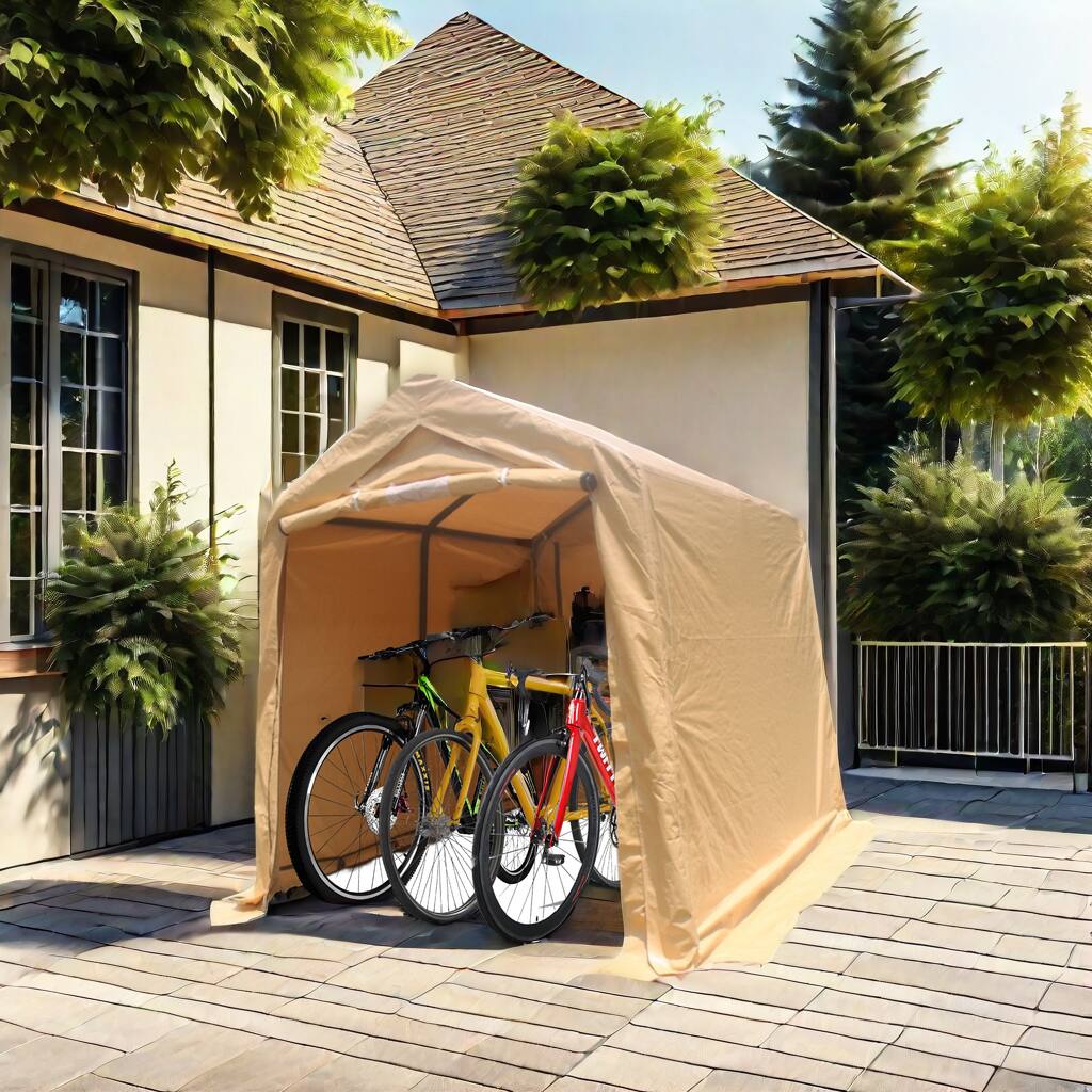 APRILSOUL Outdoor Portable Gazebo Shed 2 Roll up Zipper Doors Vents Carport Motorcycle ...