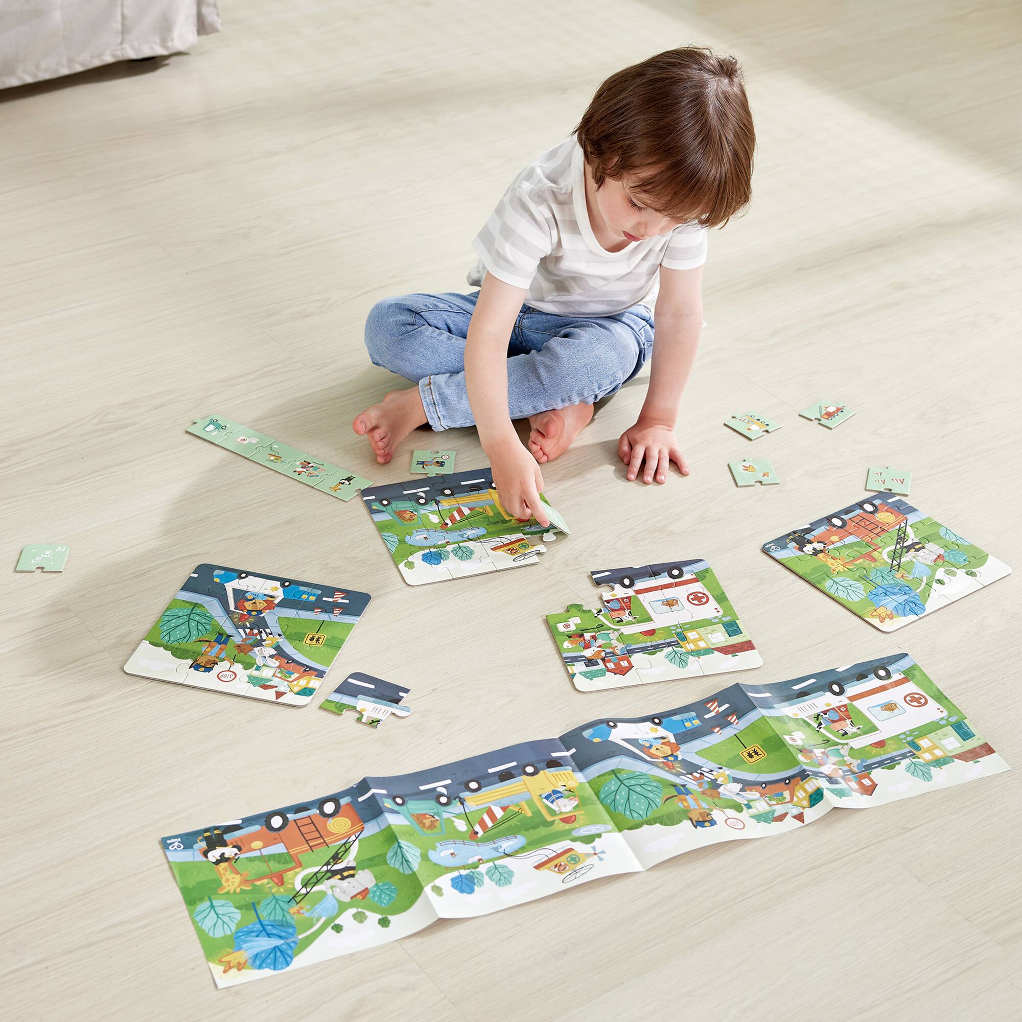 Best Buy: Hape Hape: Rescue Vehicles Puzzle 4 Puzzles In 1,Ages 3 ...