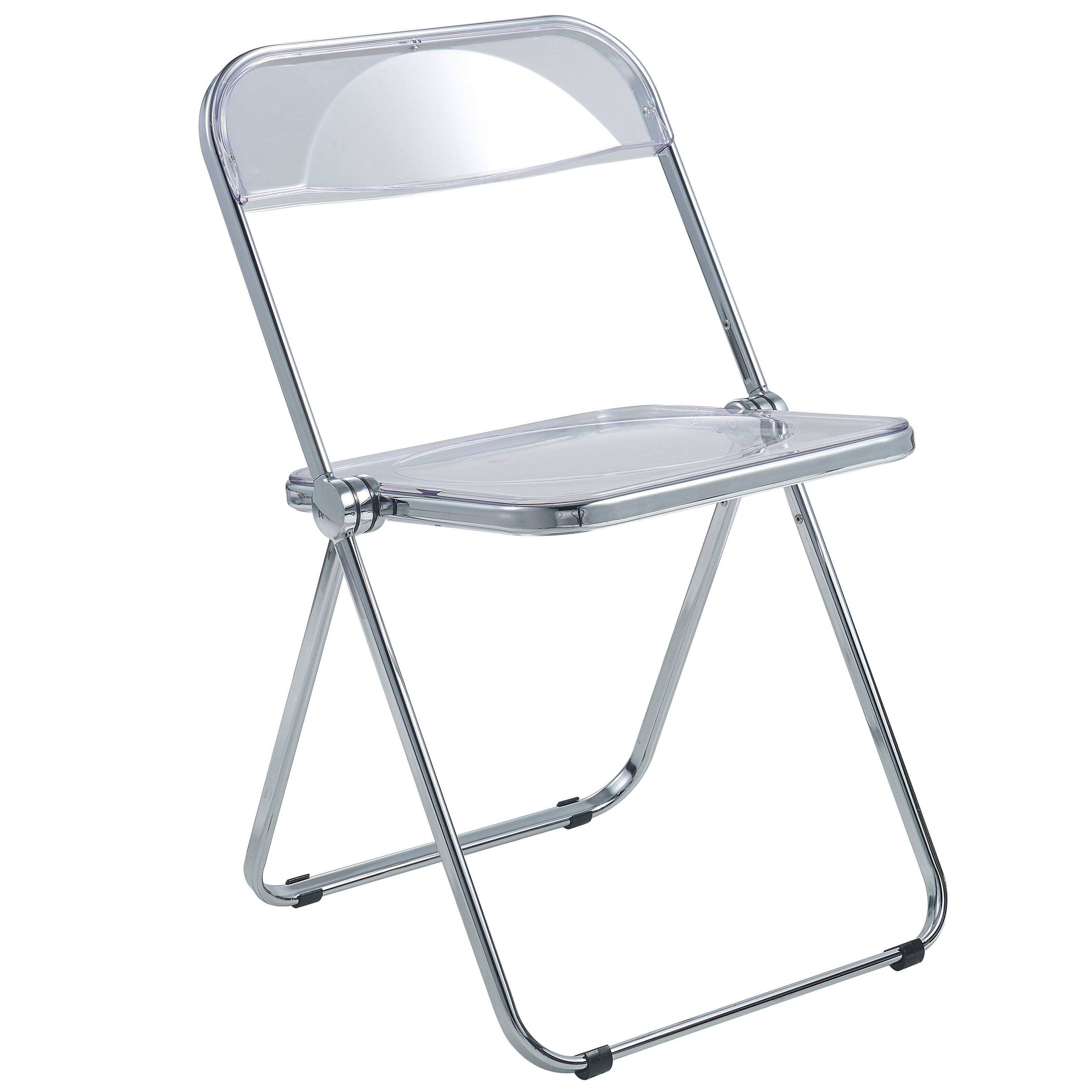 LeisureMod Lawrence Modern Acrylic Folding Chair with Chrome Steel ...