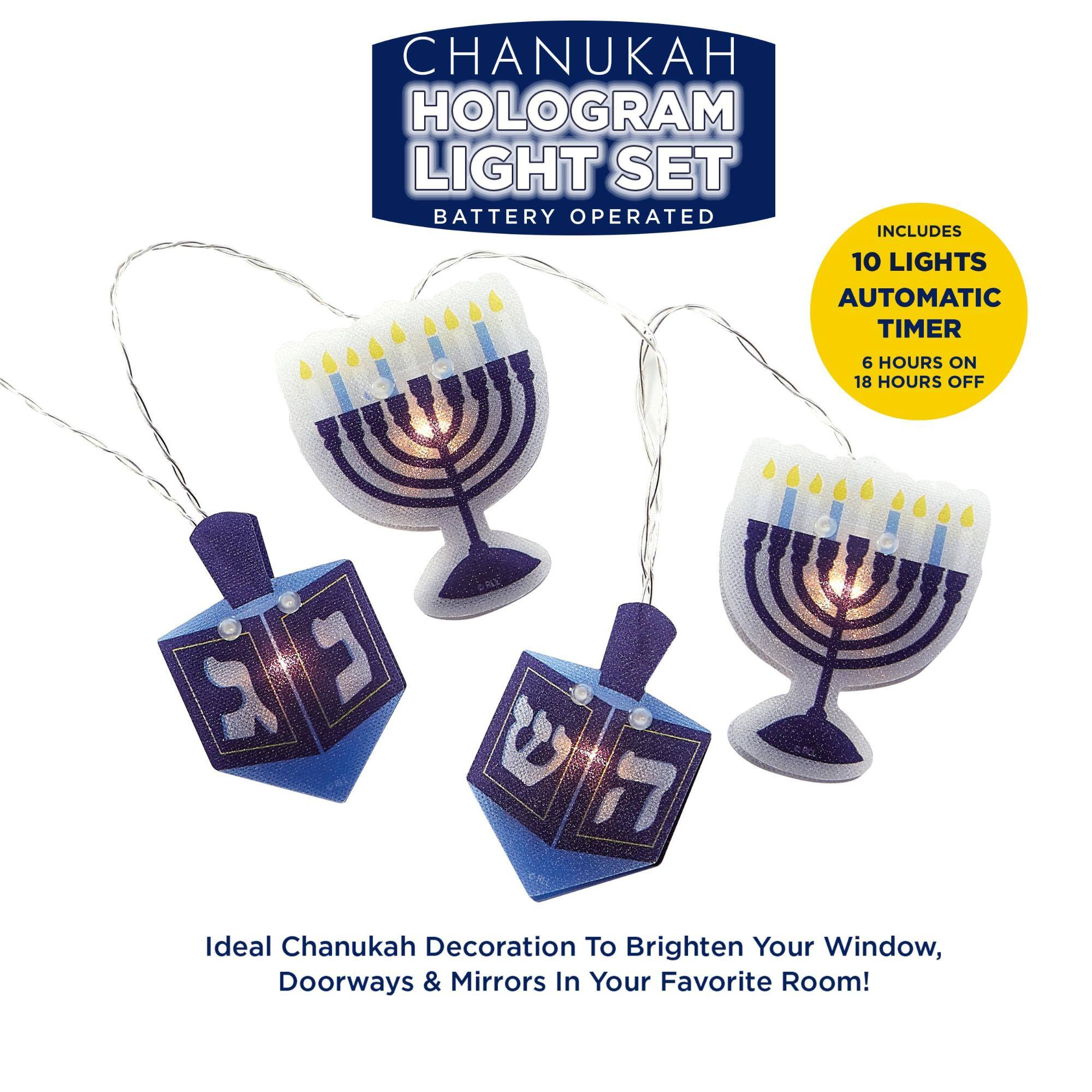 Rite Lite 10 Count and White Battery Operated Hologram Hanukkah Light ...
