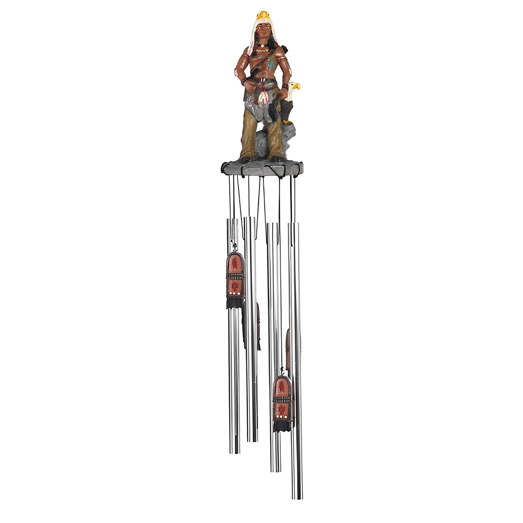 FC Design 23" Long Native American Warrior Round Top Wind Chime Outdoor ...
