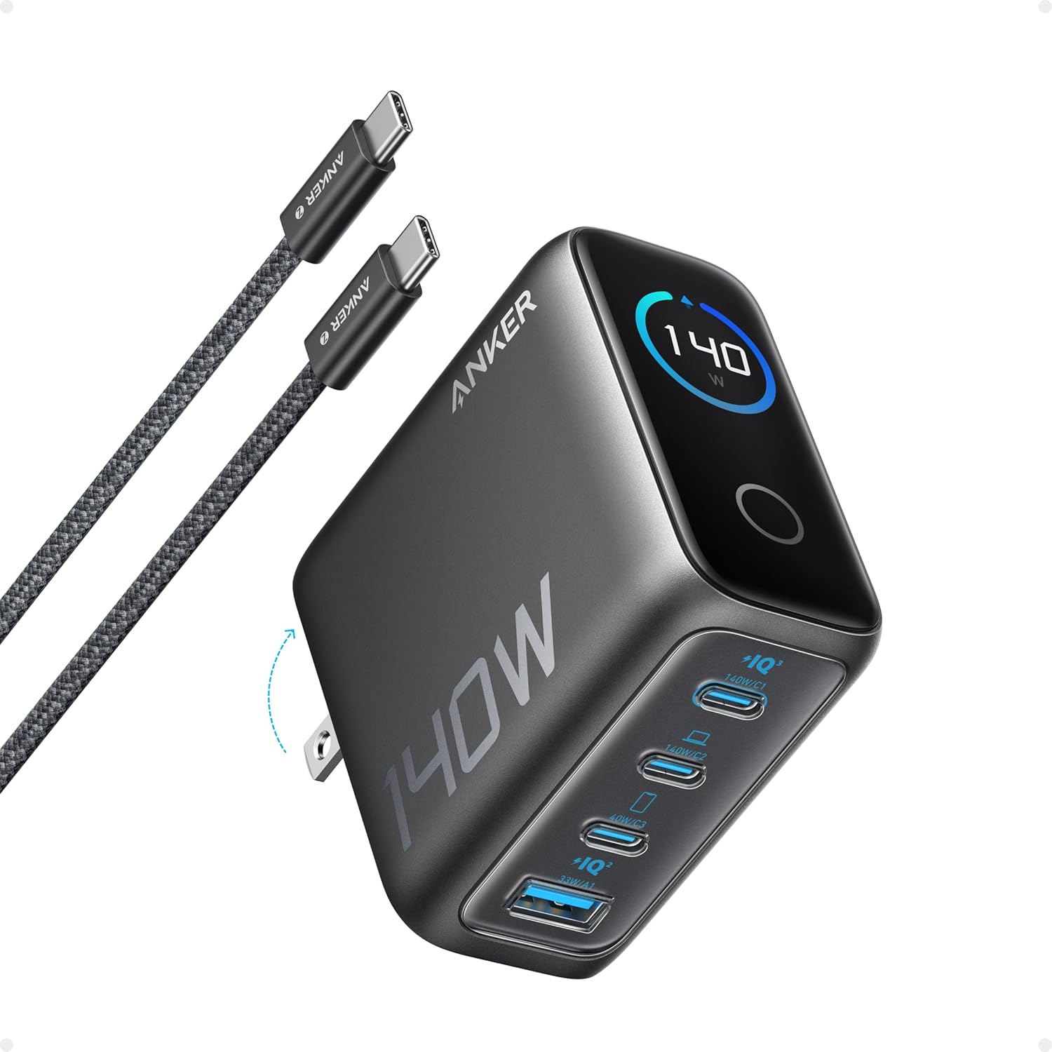 Anker 140W MAX USB C Charger, Laptop Charger, 4 Port Multi Device Fast ...