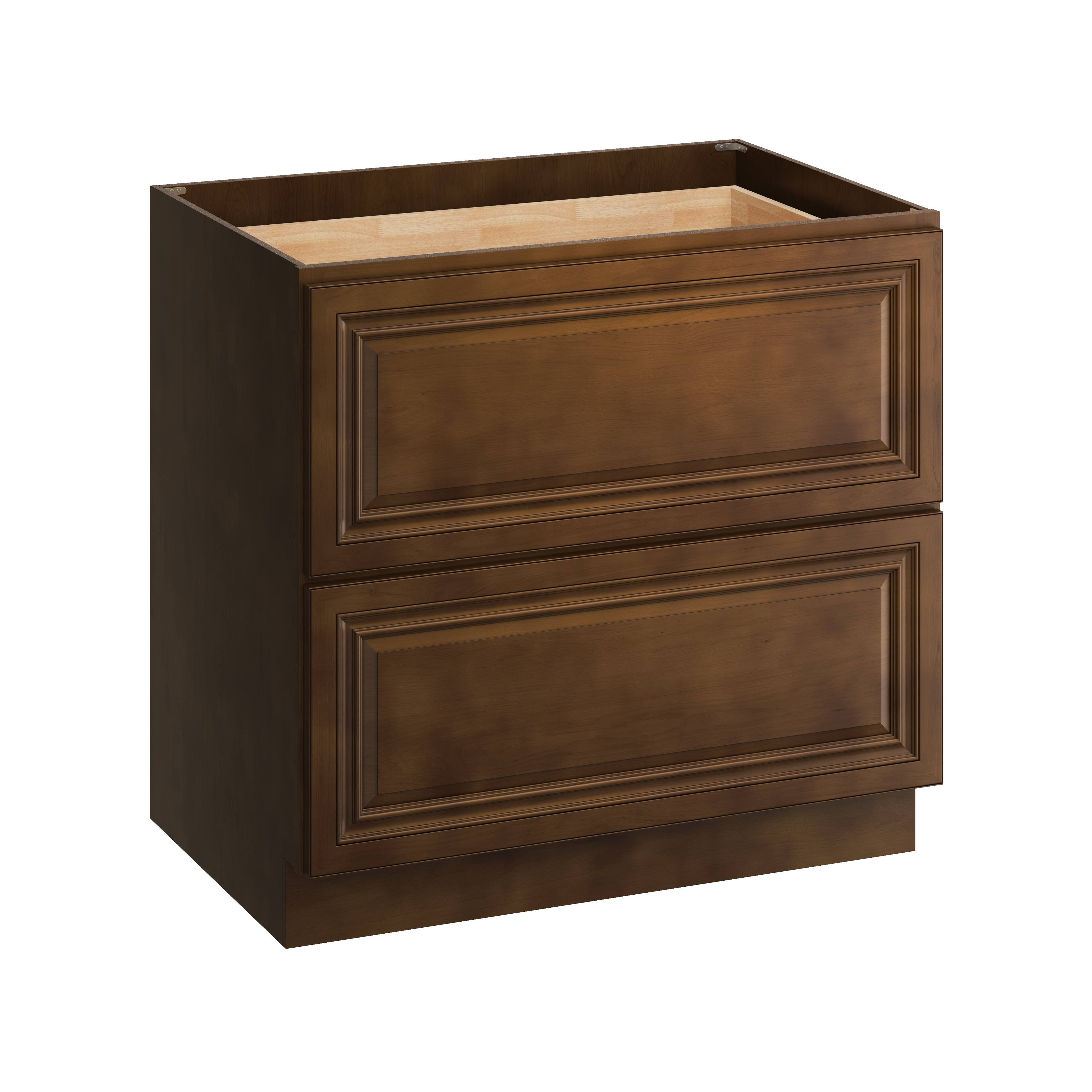 Boyel Living 36 Inch 2 Drawer Base Cabinet with Solid Wood Door and ...