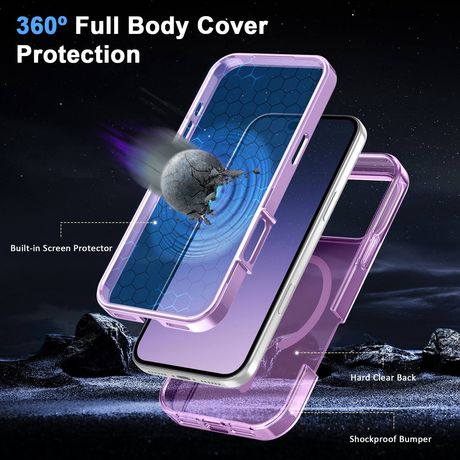 Dteck Magnetic For Apple iPhone 17 Pro Max Full Body Case Built in ...